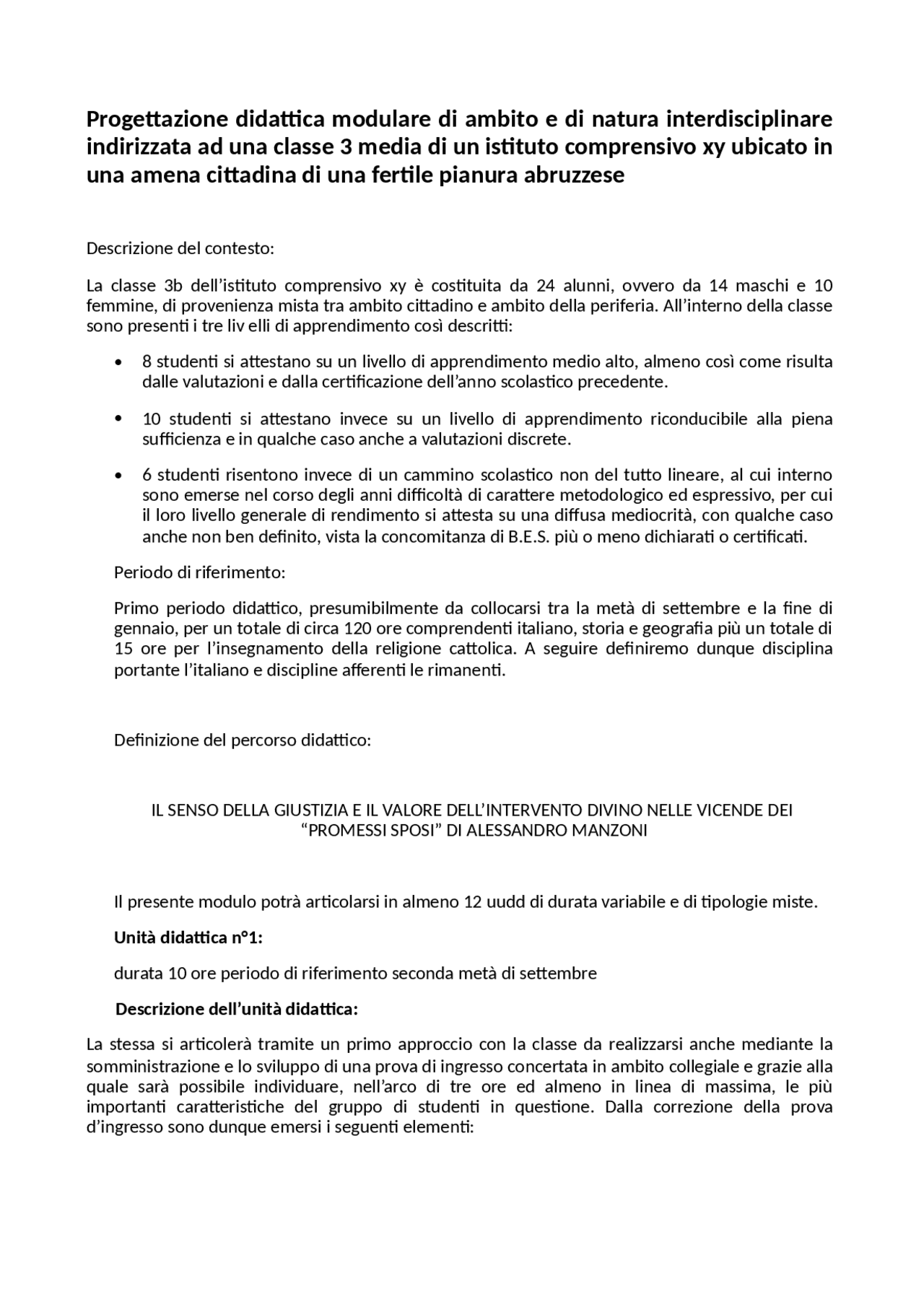 Programmazione Didattica Exercices De Didattica Generale E Speciale