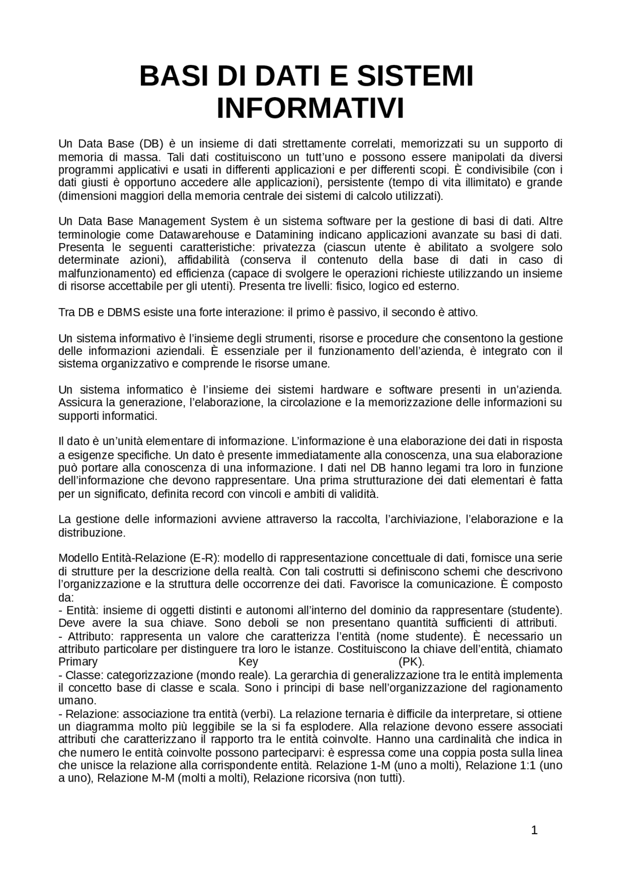 Basi Di Dati E Sistemi Informativi Coccoli Docsity