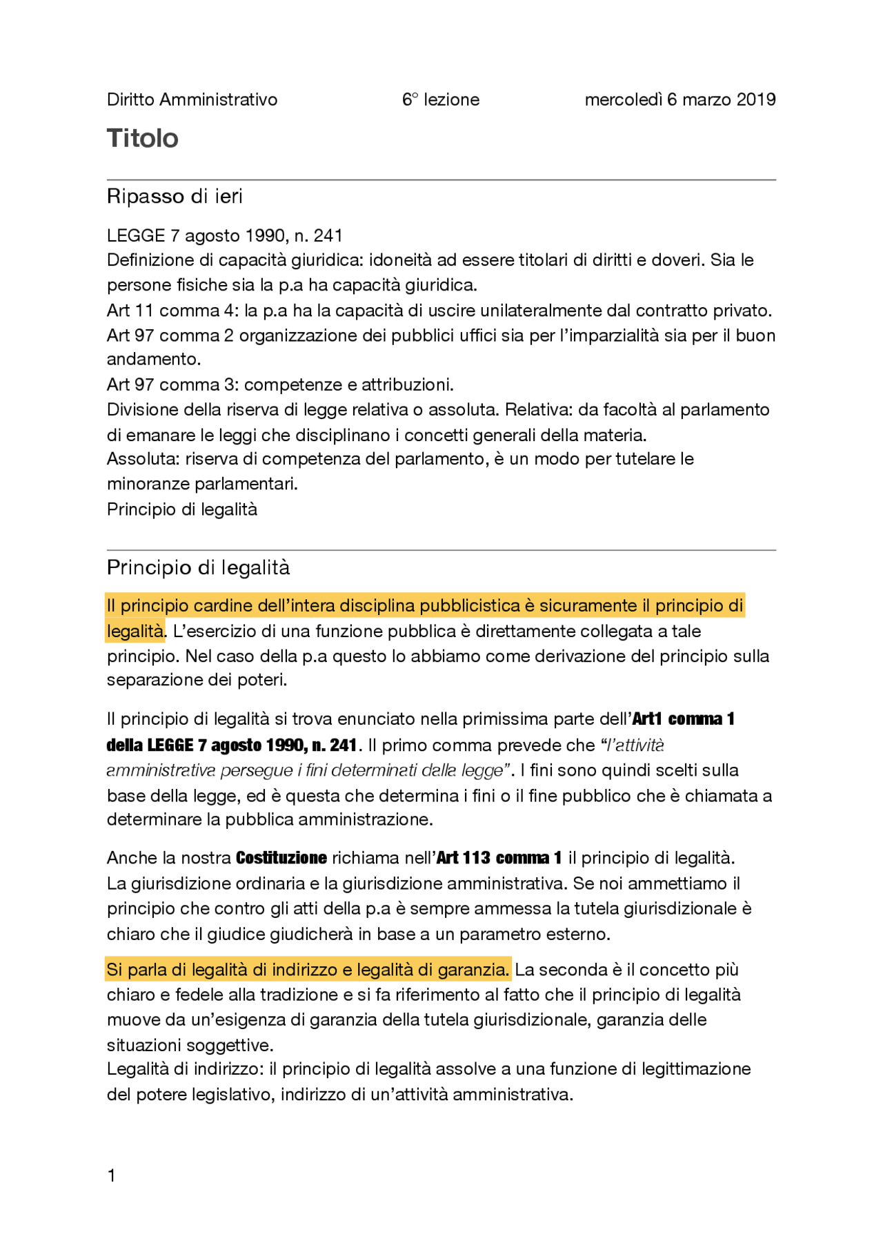 6° Lezione Di Diritto Amministrativo Docsity
