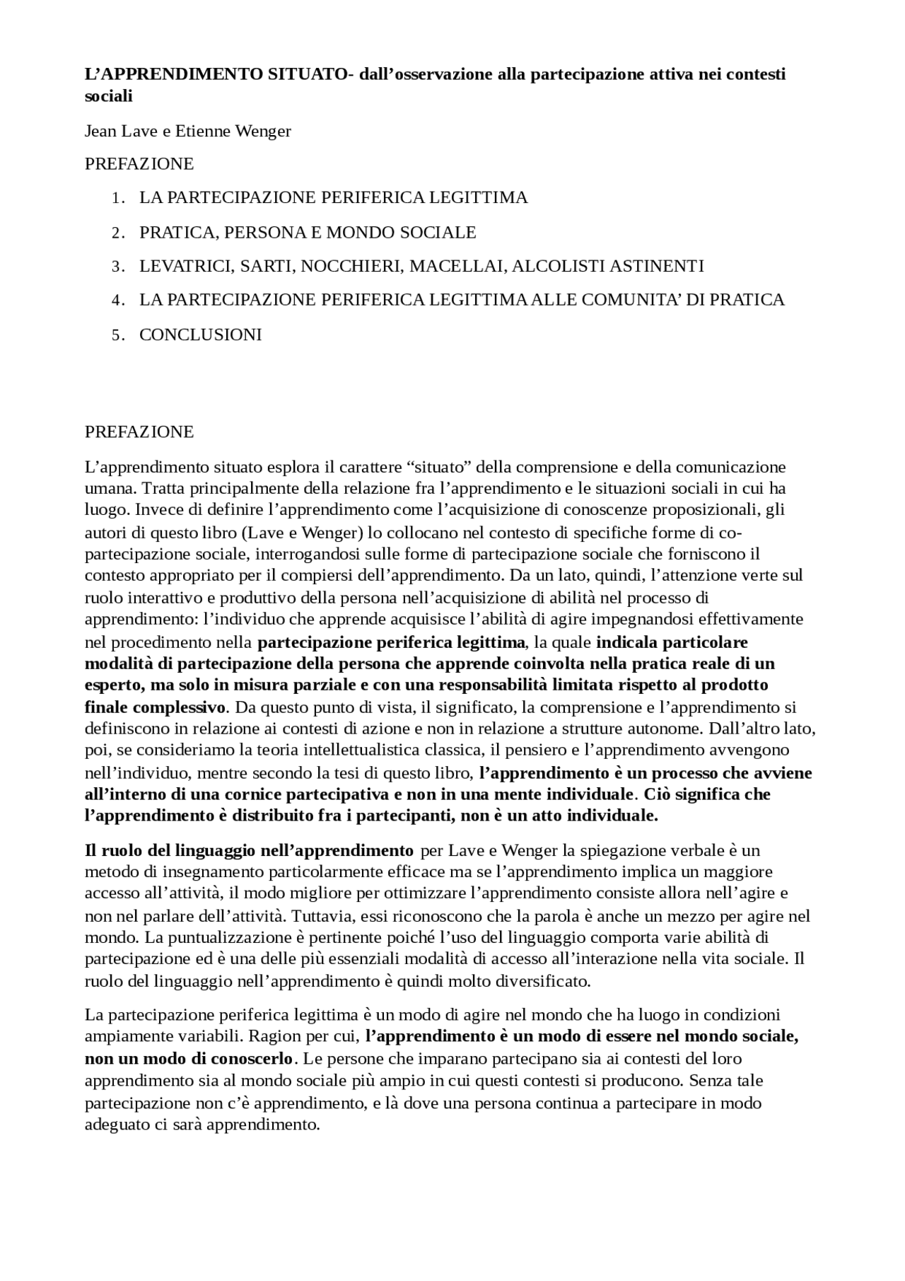 Apprendimento Situato Docsity