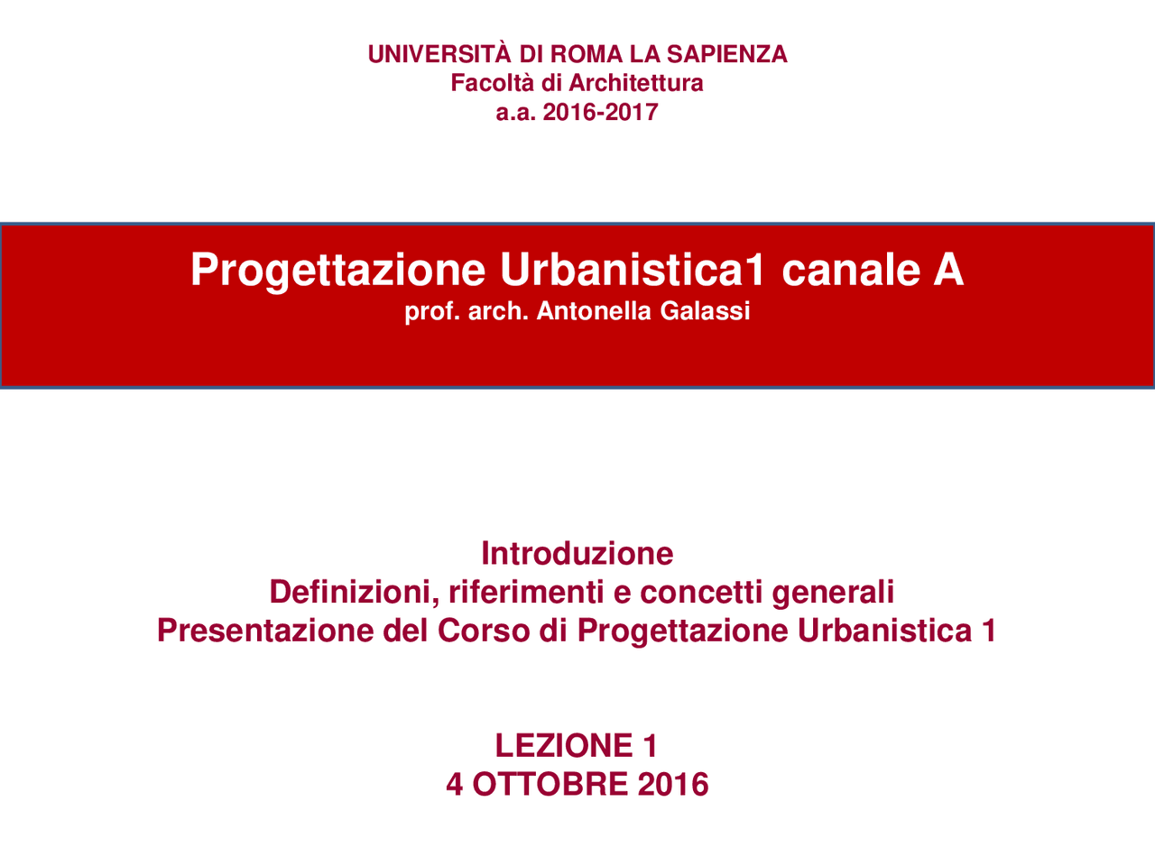 Progettazione Urbanistica Lezione 1 Docsity