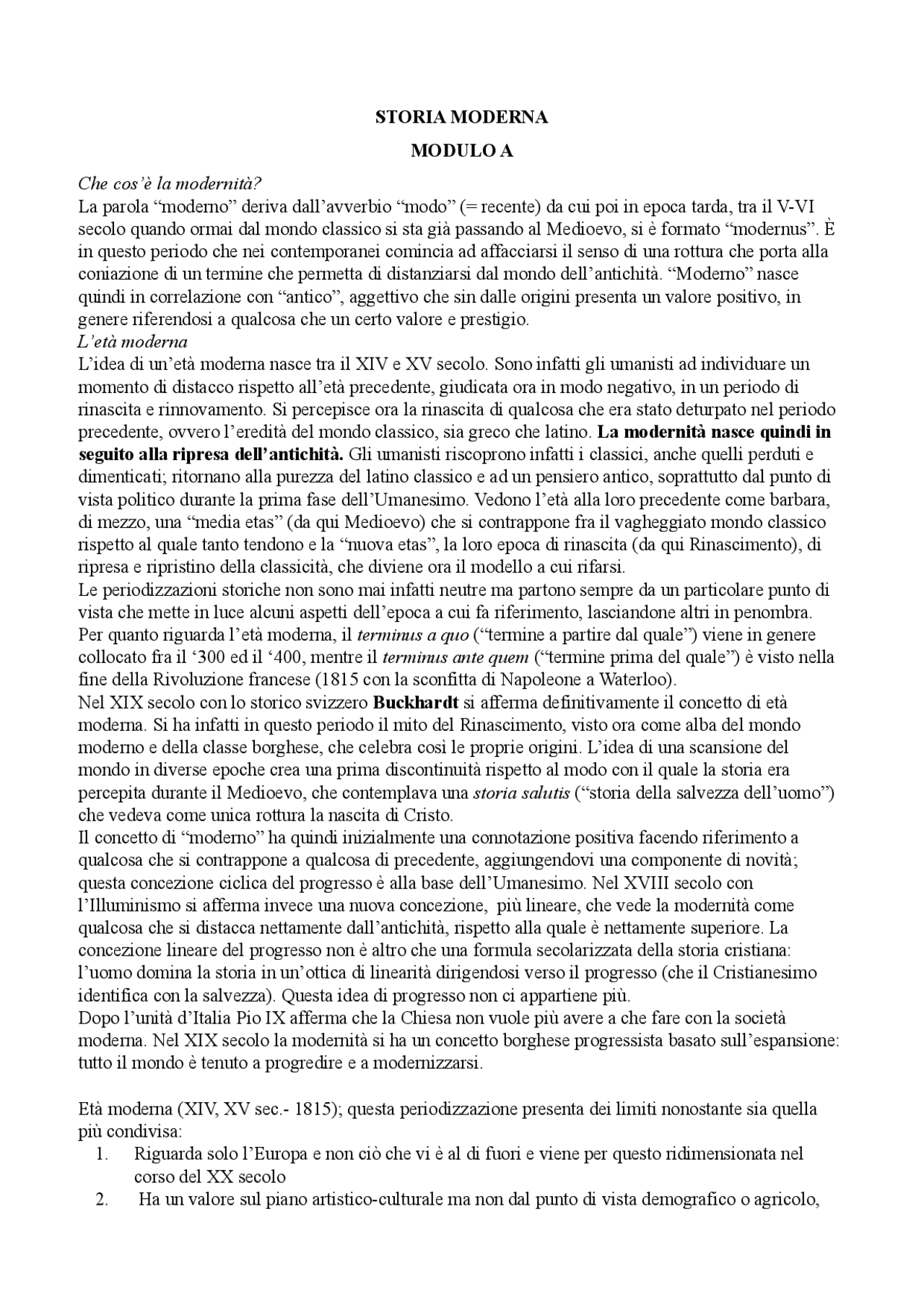 Appunti Corso Storia Moderna 9 Cfu Dispense Di Storia Docsity