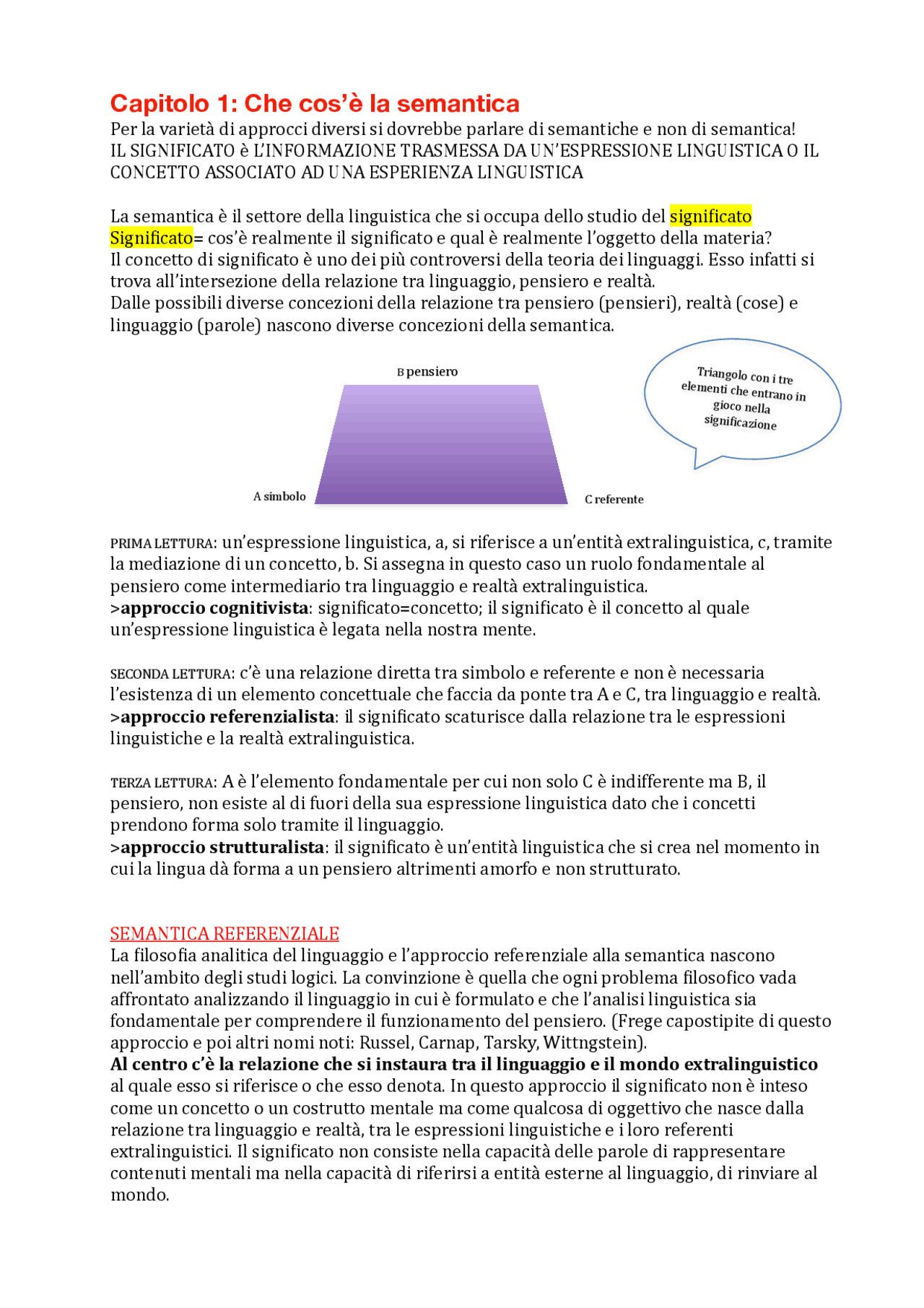 Capitolo 1 Di Lessico E Semantica Di Casadei Docsity