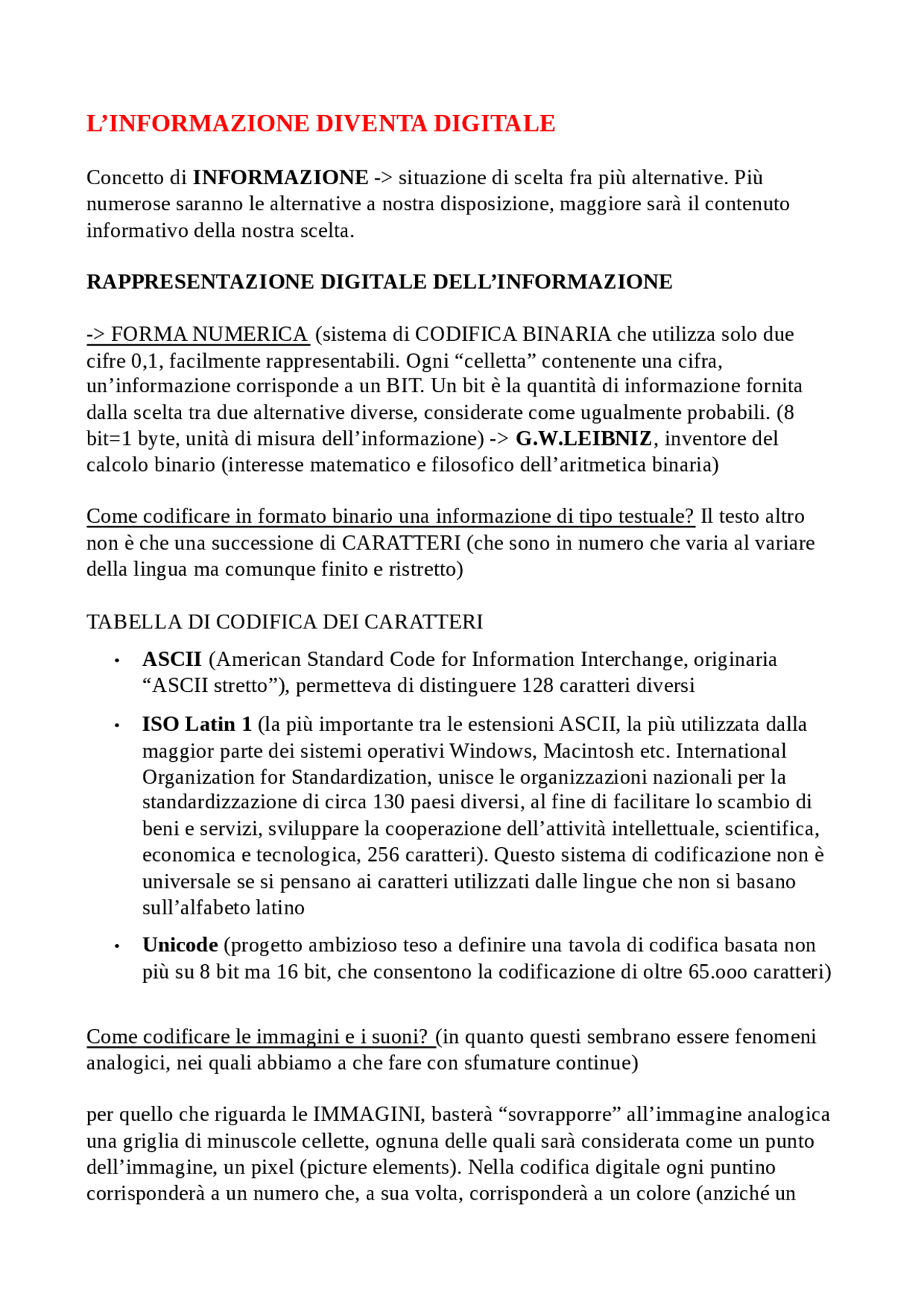Il Mondo Digitale Riassunti Docsity