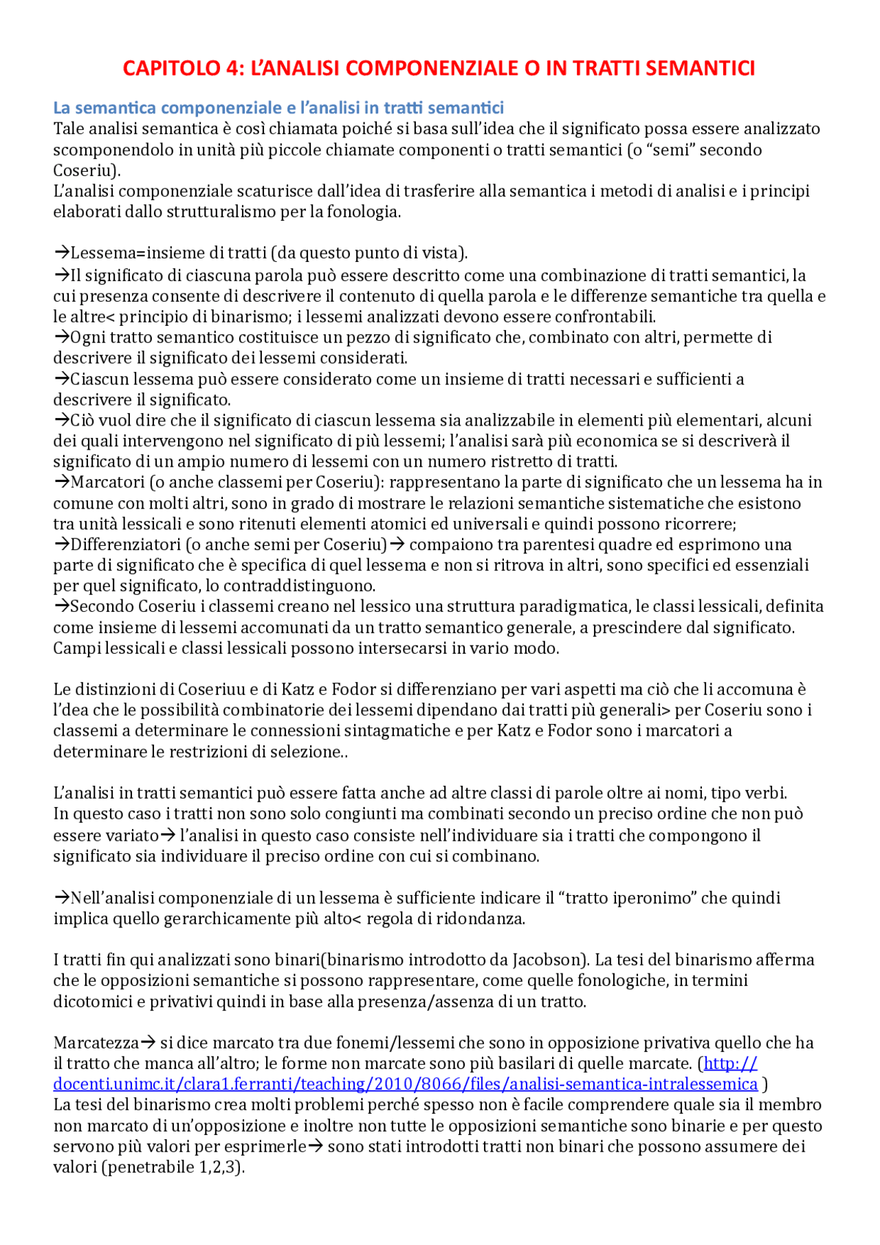 Capitolo 4 Di Lessico E Semantica Di Casadei Docsity