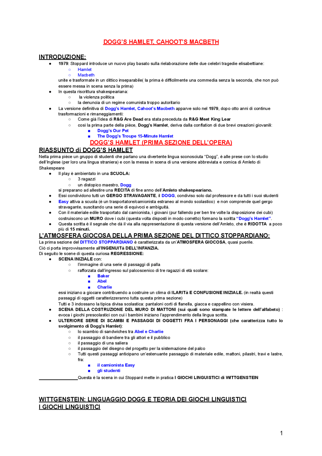 Tom Stoppard (seconda parte) - Docsity