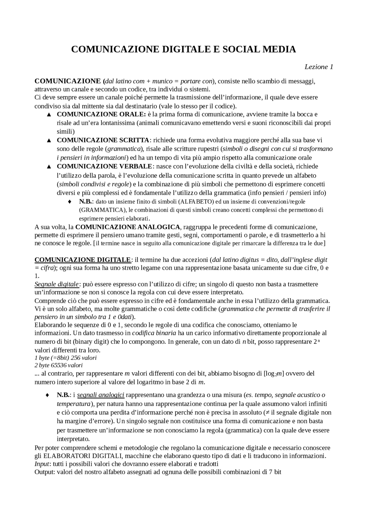 Comunicazione Digitale E Social Media Appunti Di Scienze Della