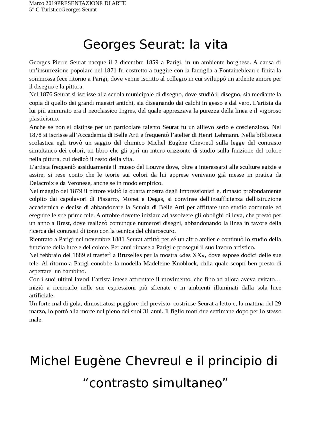 Georges Pierre Seurat (vita, tecnica, disegno e opere) e il principio ...