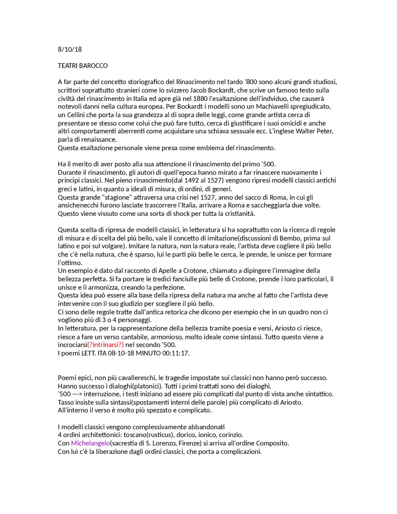 Appuni Sul Rinascimento Docsity