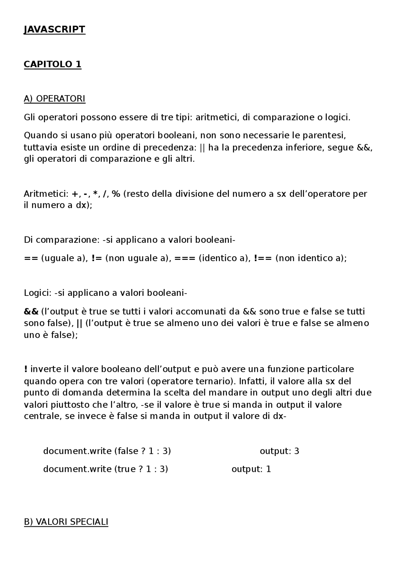 Riassunto Teoria Esame Fondamenti Di Informatica E Programmazione I