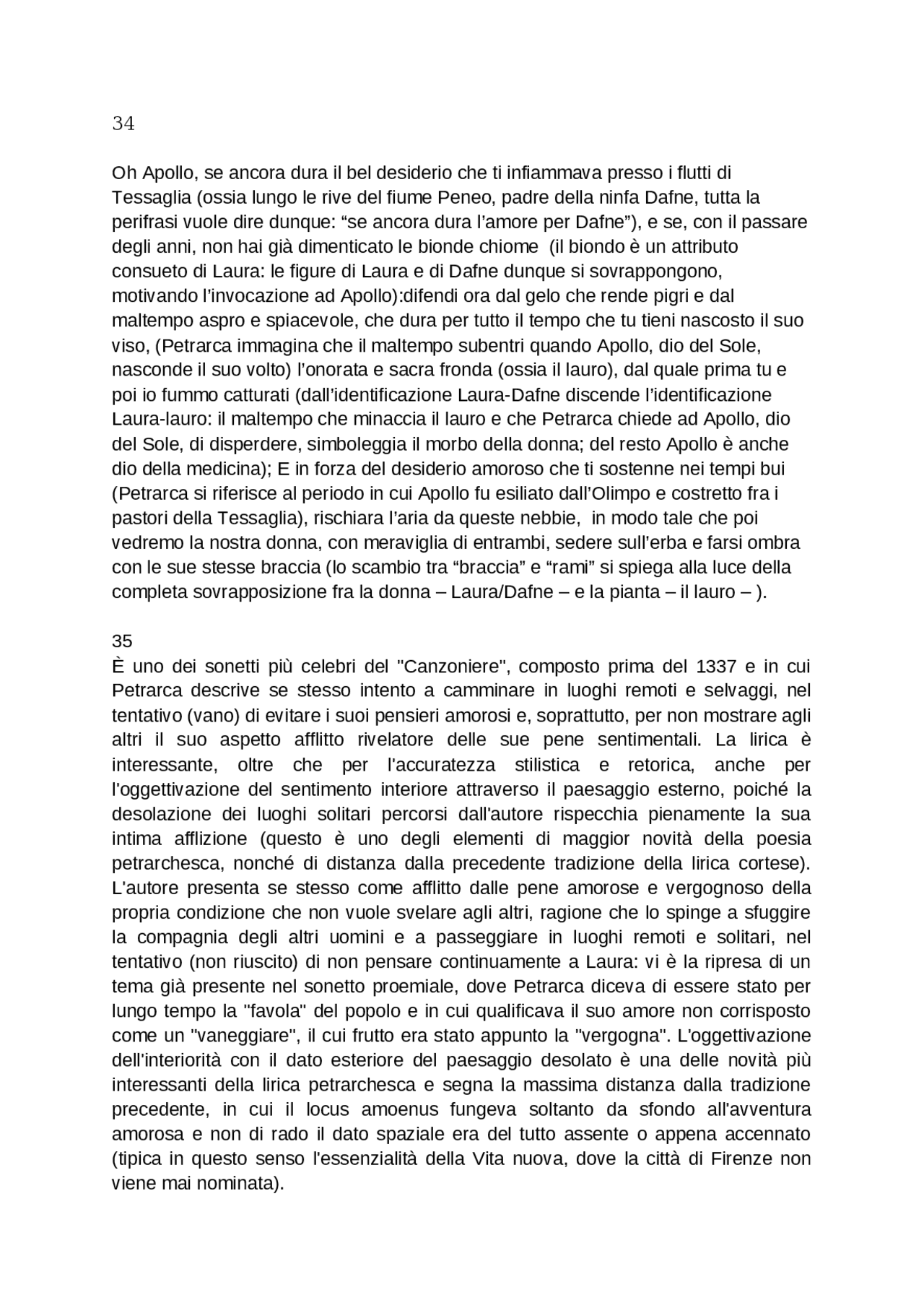 Parafrasi Canzoniere Docsity