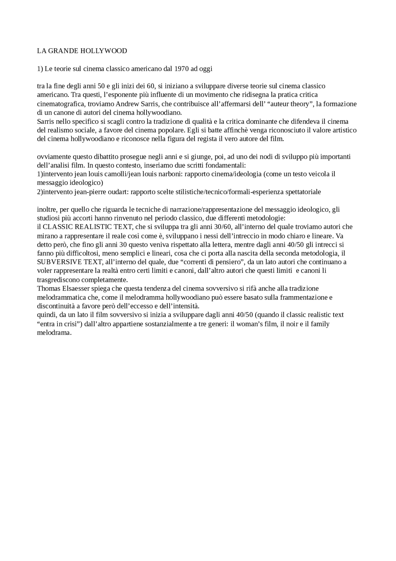 La Grande Hollywood Riassunti Del Libro Docsity