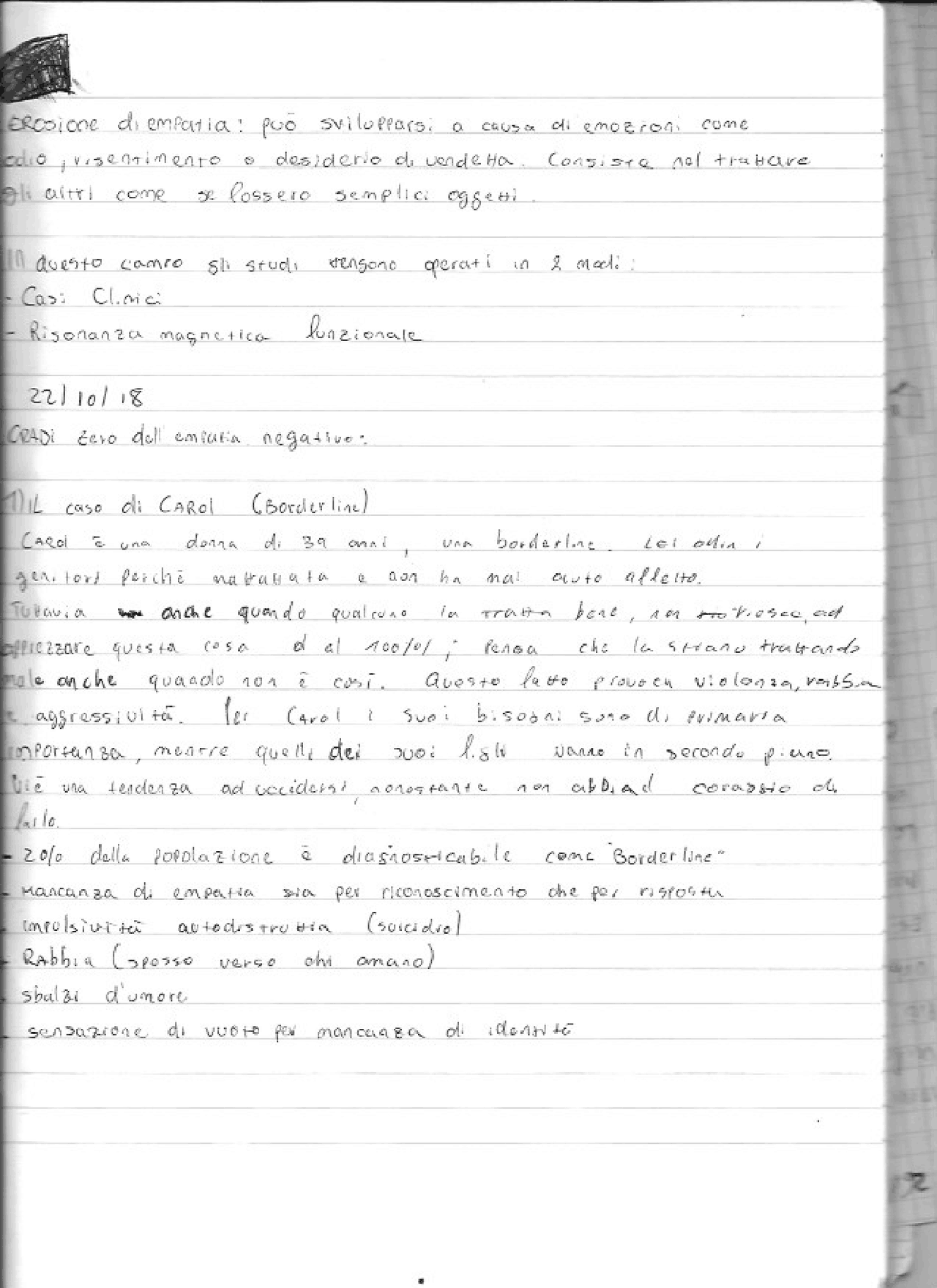 Spiegazione Del Caso Borderline Docsity