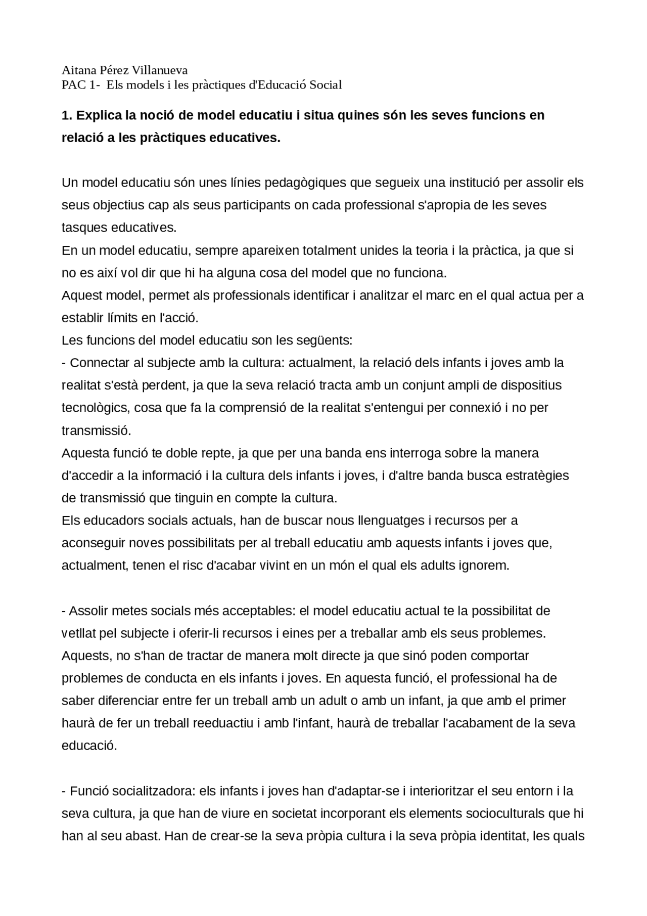 Pac 1 Modelsdacció Socioeducativa Docsity