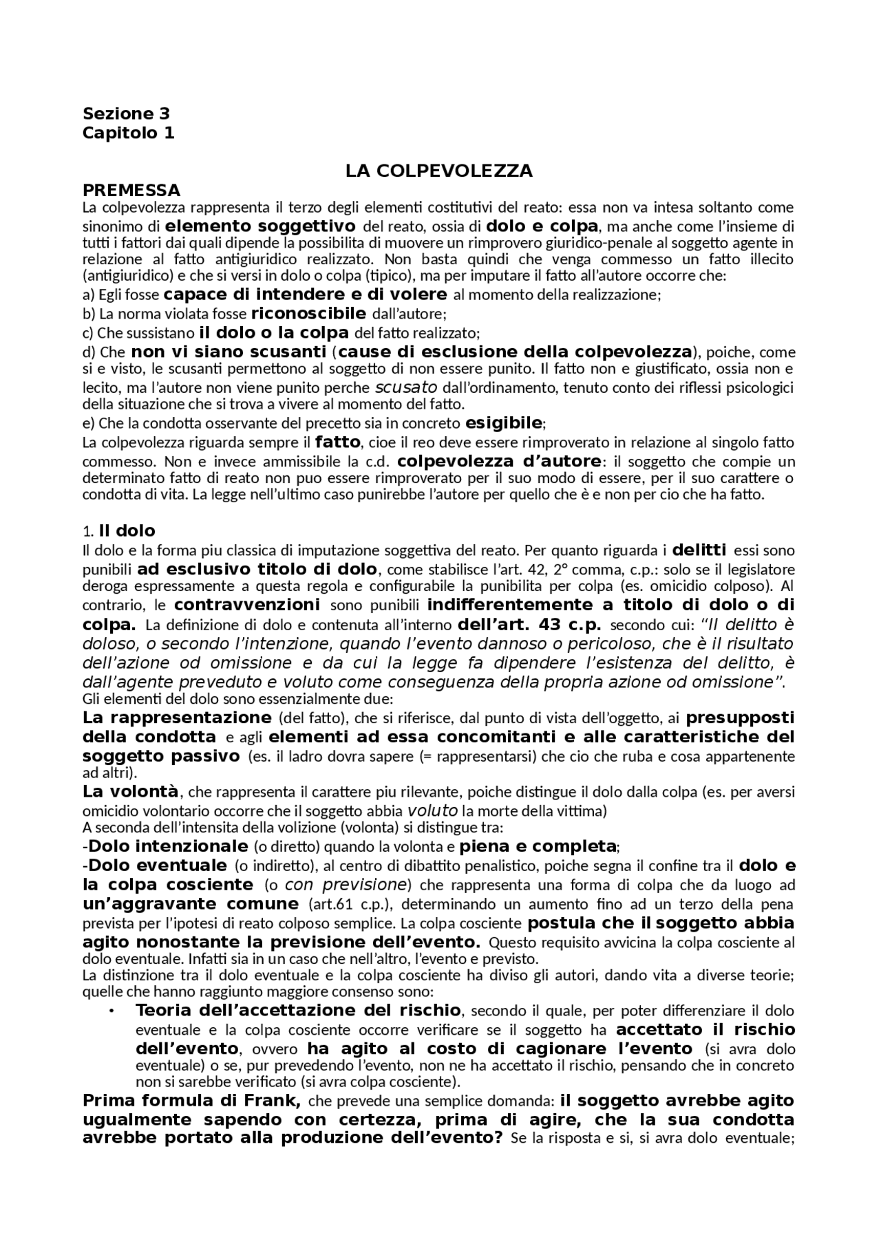 Il Dolo Diritto Penale Appunti Di Diritto Penale Docsity