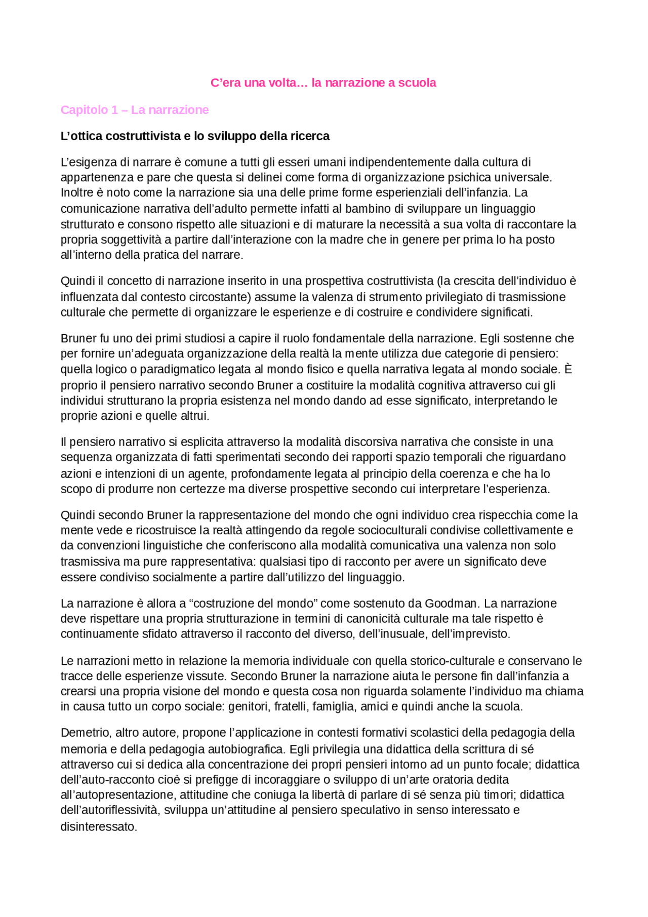 Cera Una Volta La Narrazione A Scuola Docsity