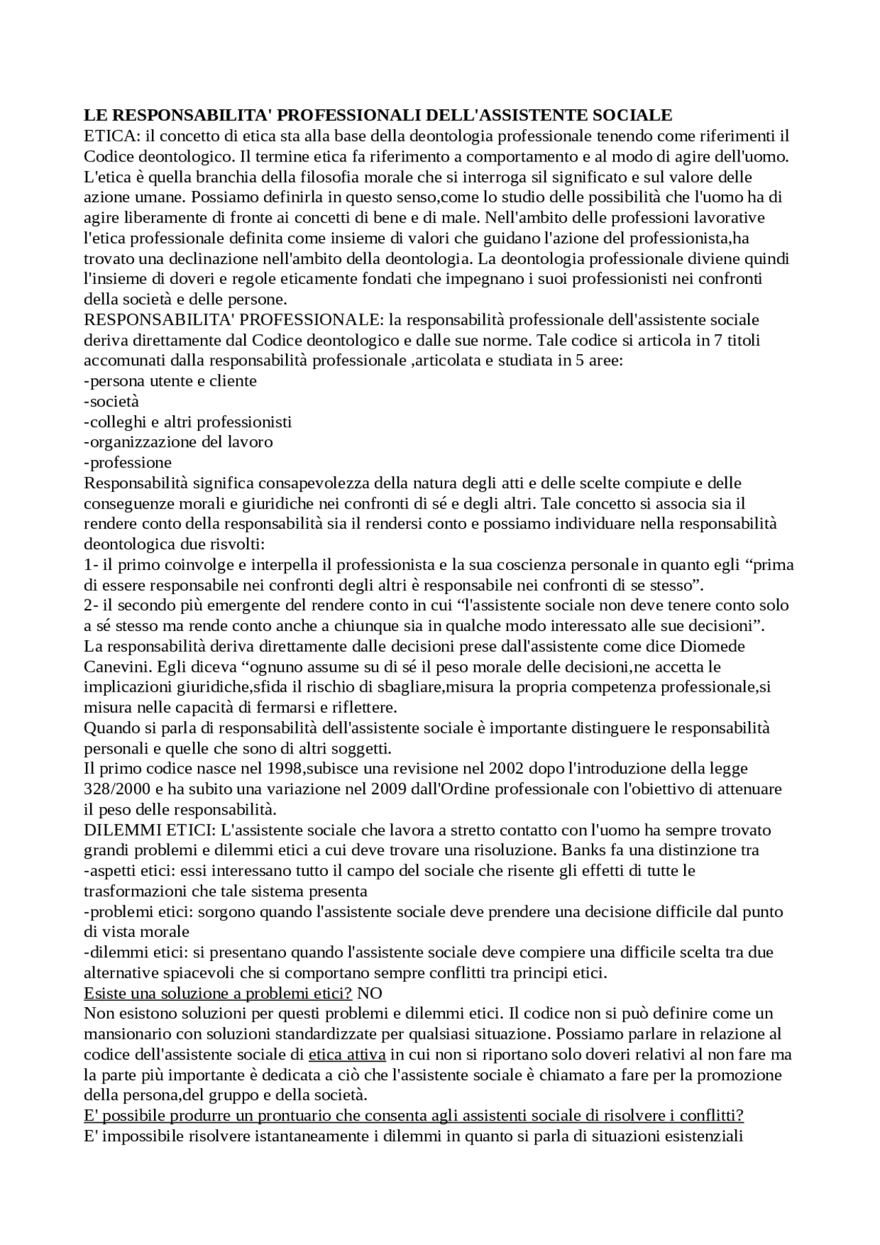 Le Responsabilità Professionali Dellassistente Scciale Docsity
