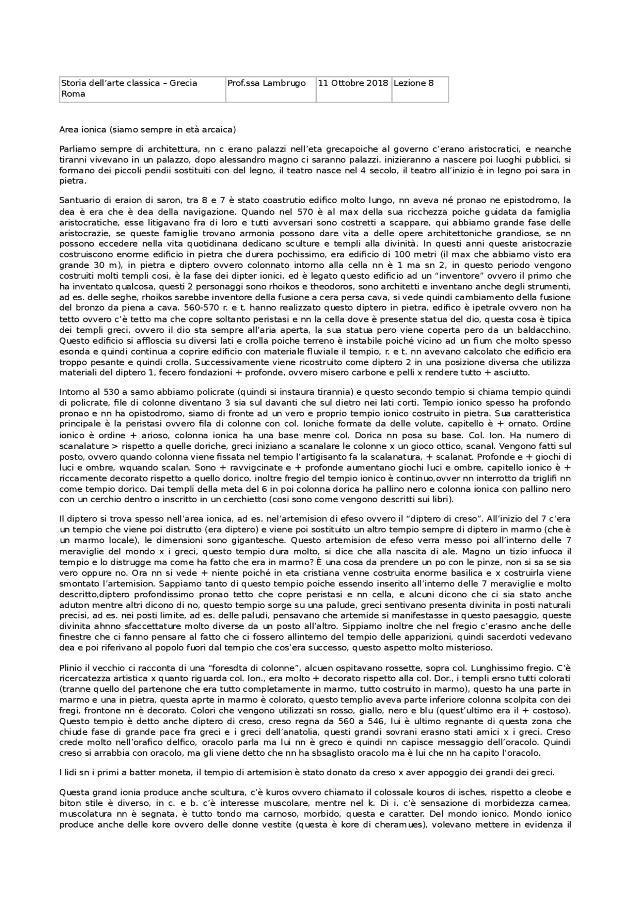 Appunti Storia Dellarte Classica Grecia E Roma Lezione 8 Docsity