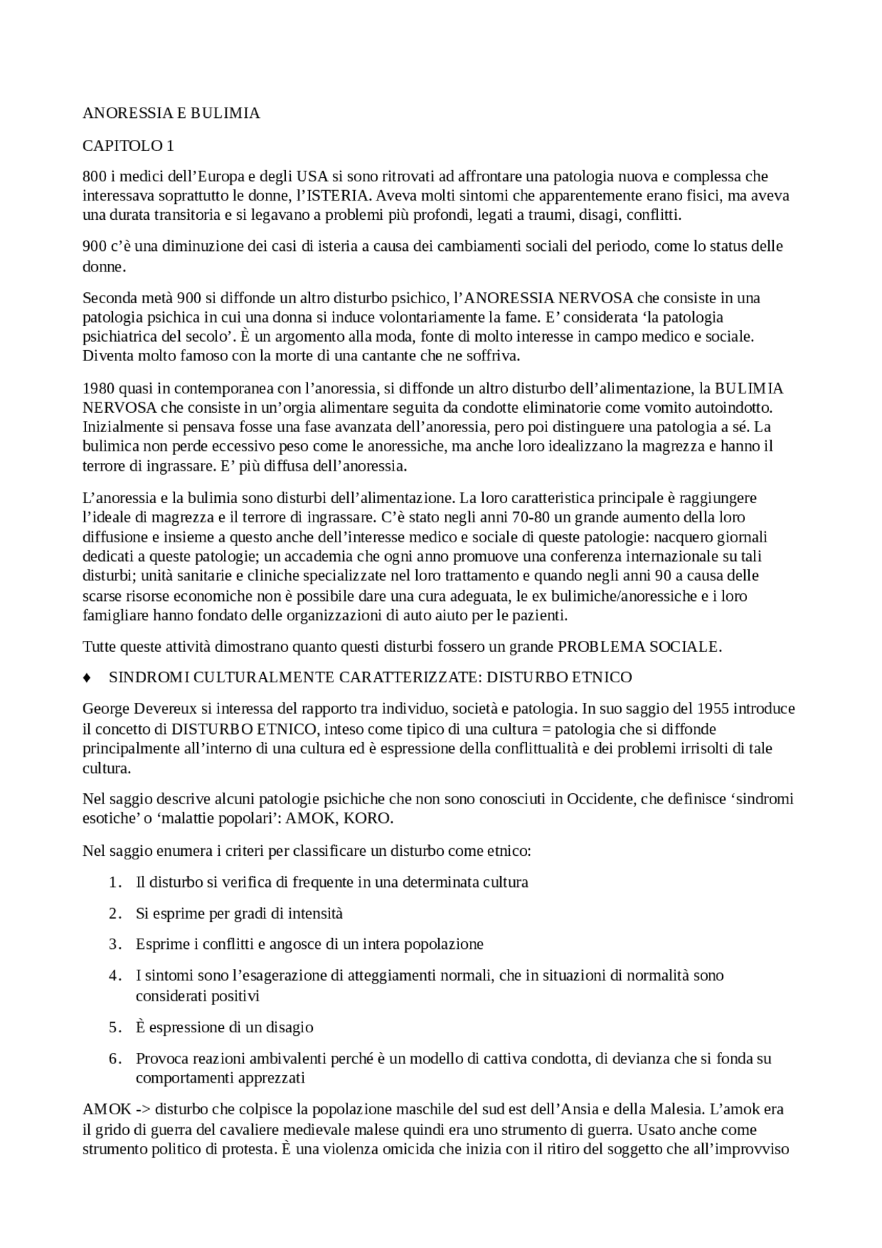 Riassunto Anoressia E Bulimia Di Richard Gordon Docsity