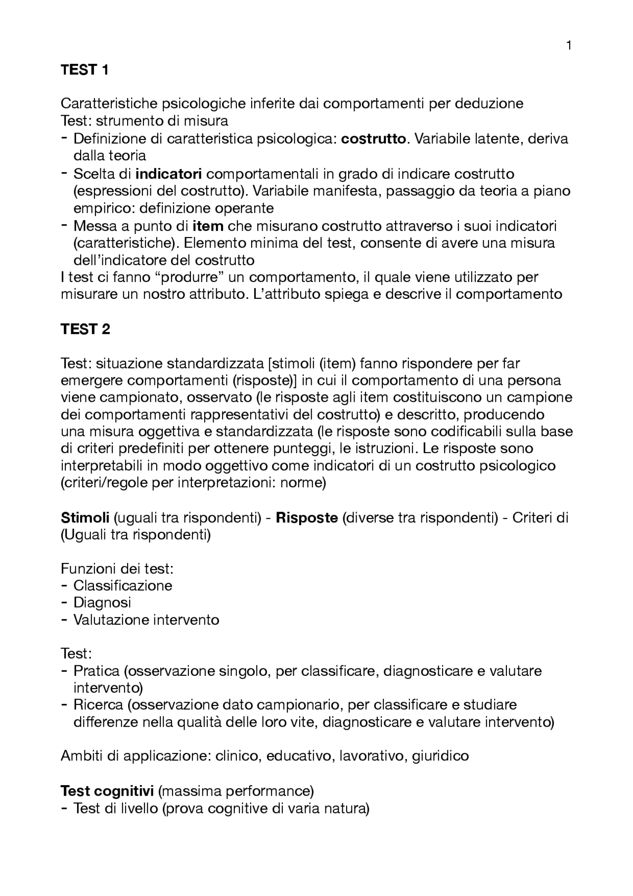 Riassunti Teorie E Tecniche Dei Test Docsity