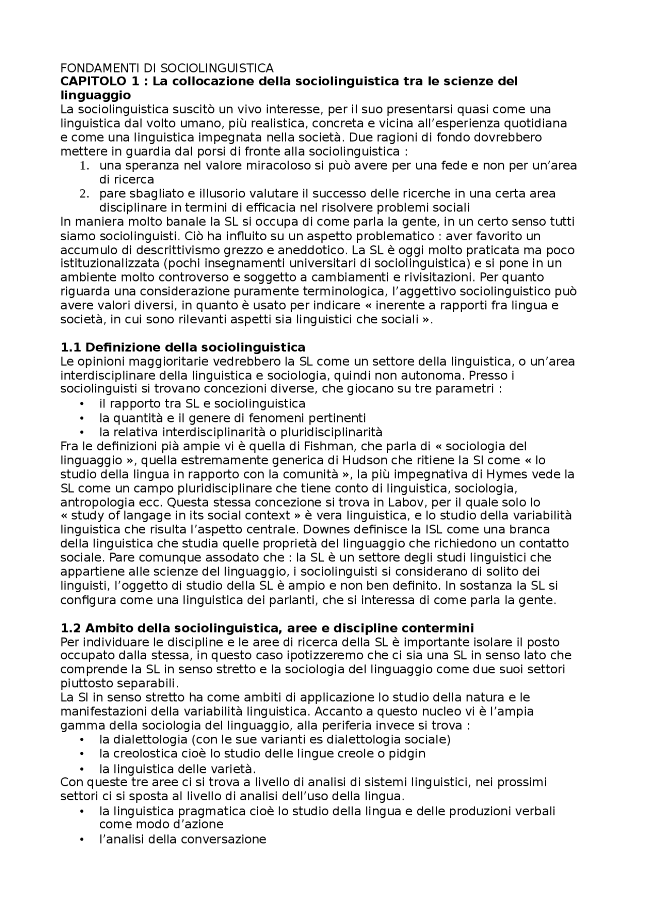 Fondamenti Di Sociolinguistica Berruto Docsity
