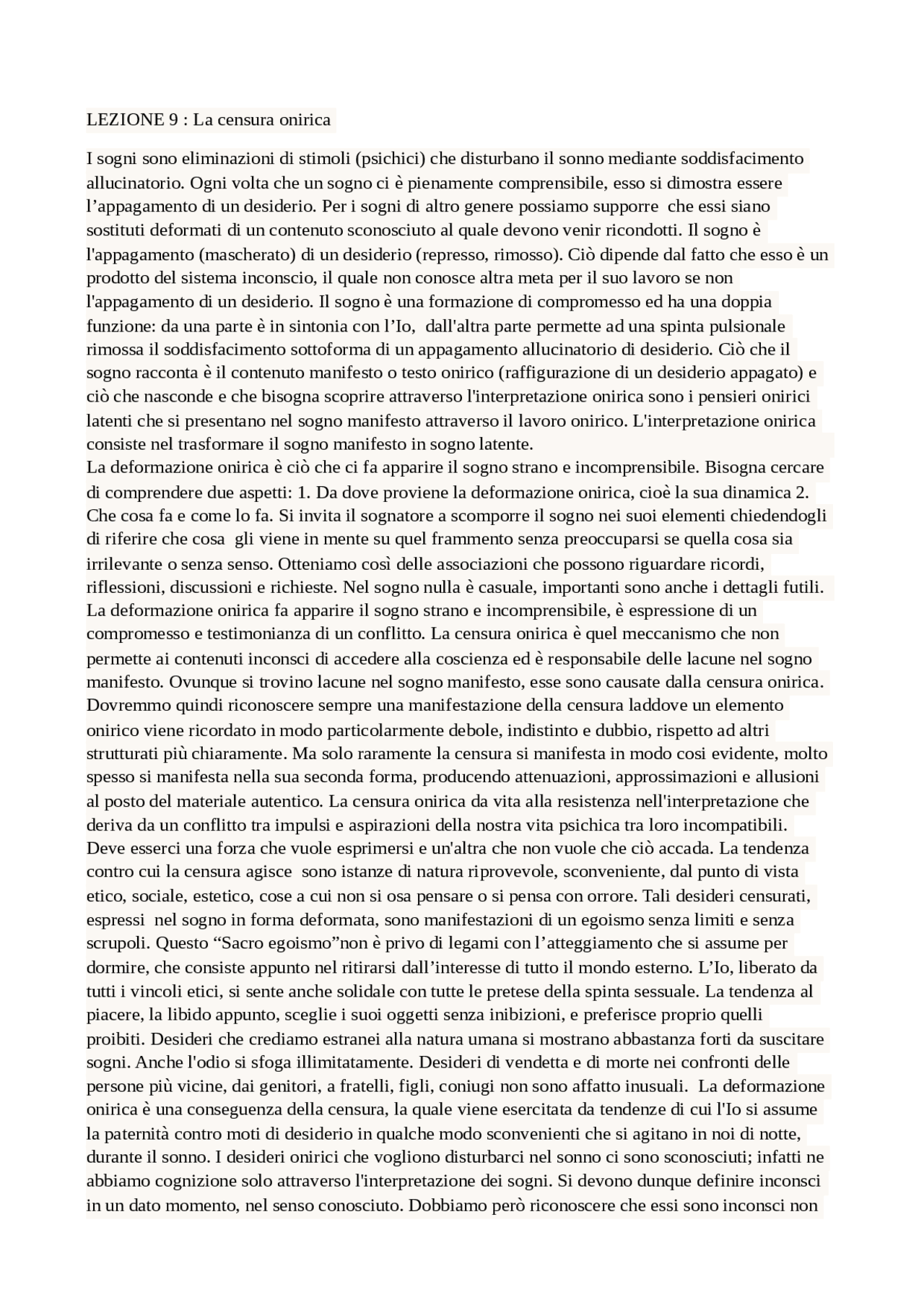Riassunto Introduzione Alla Psicoanalisi Freud Docsity