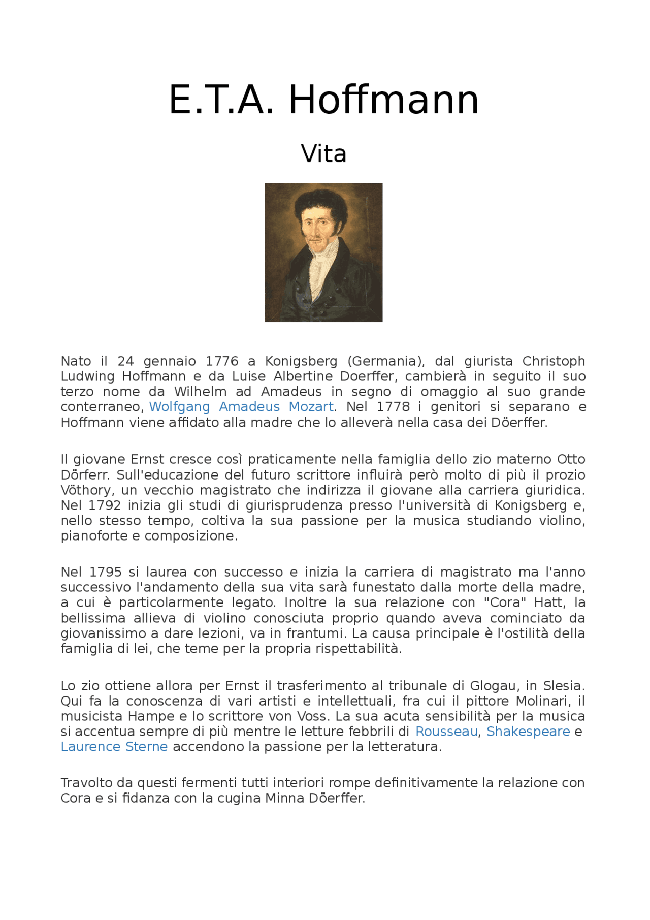 Hoffmann Romanticismo Tedesco Docsity