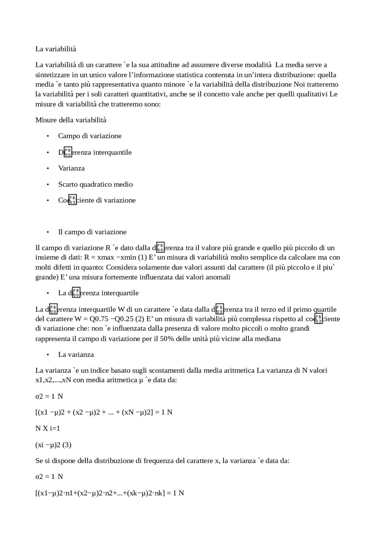 Appunti Statistica Variabilita Docsity