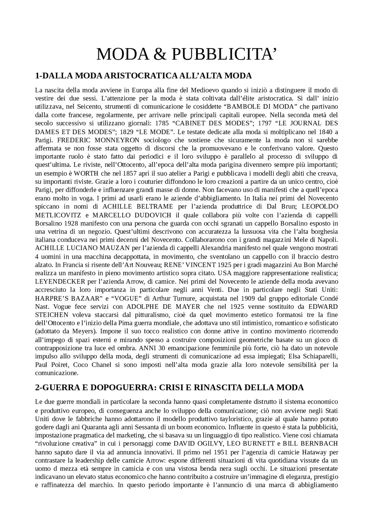 Moda E Pubblicita Codeluppi Docsity