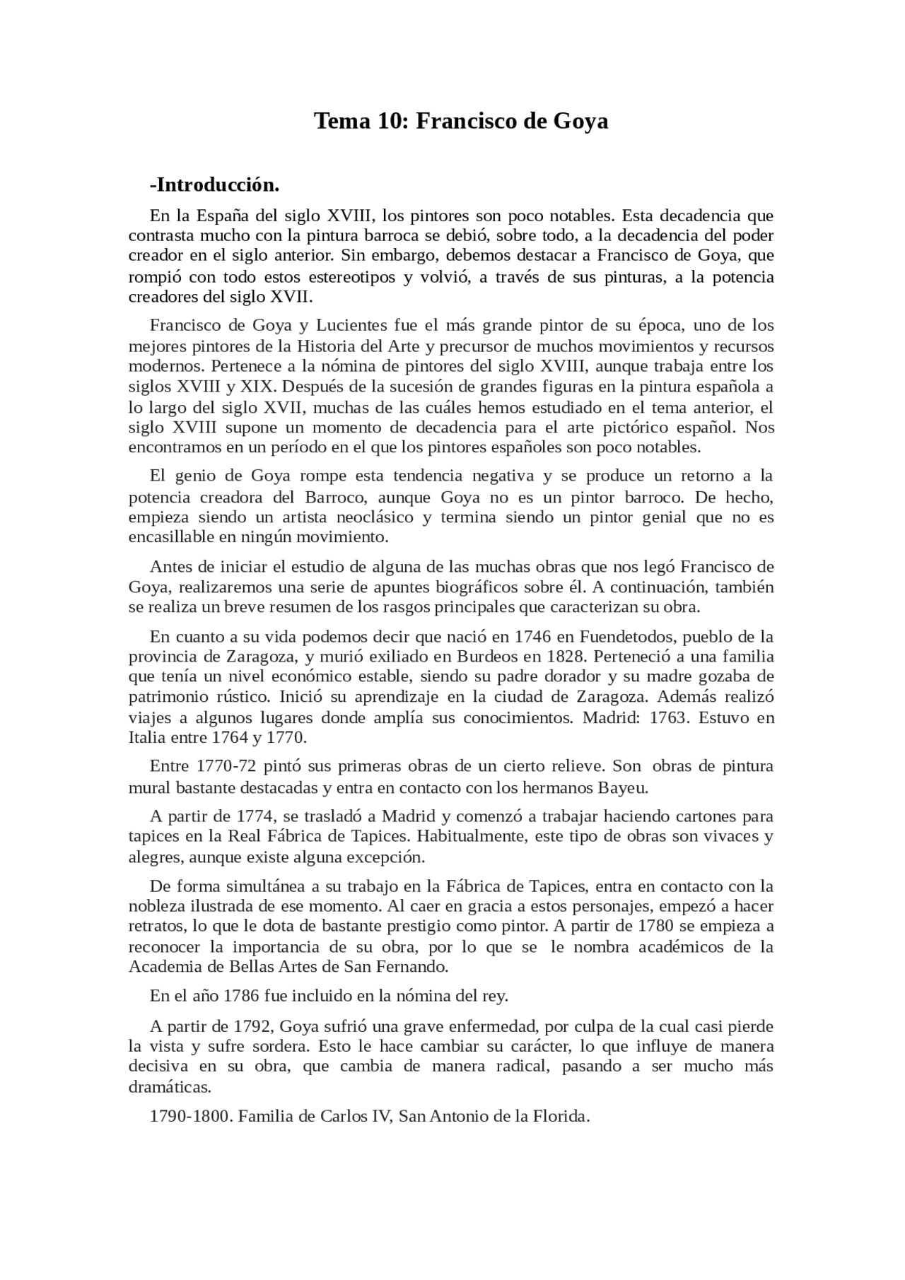 Tema de Francisco de Goya y Lucientes - Docsity