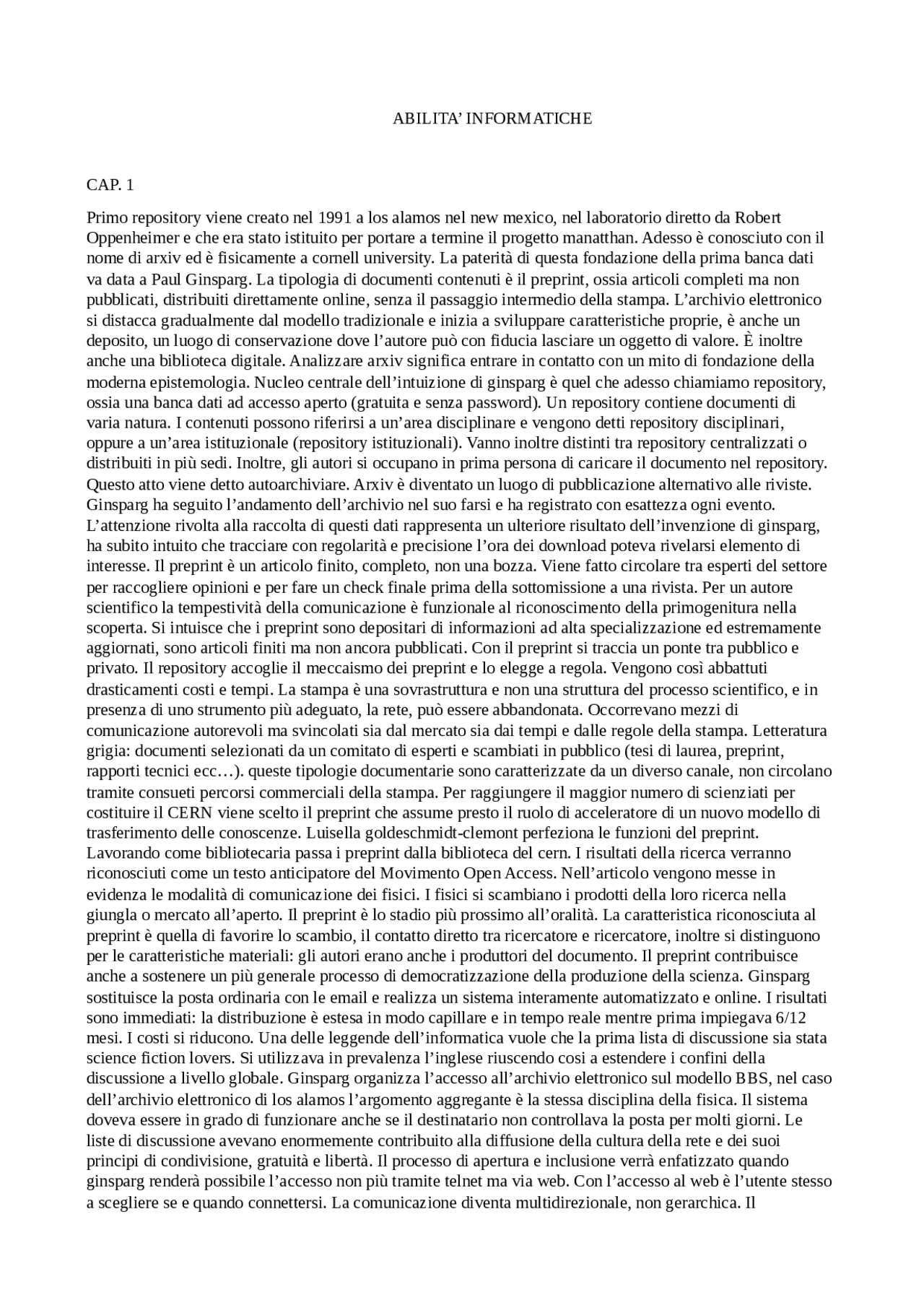 Abilità Informatiche Docsity
