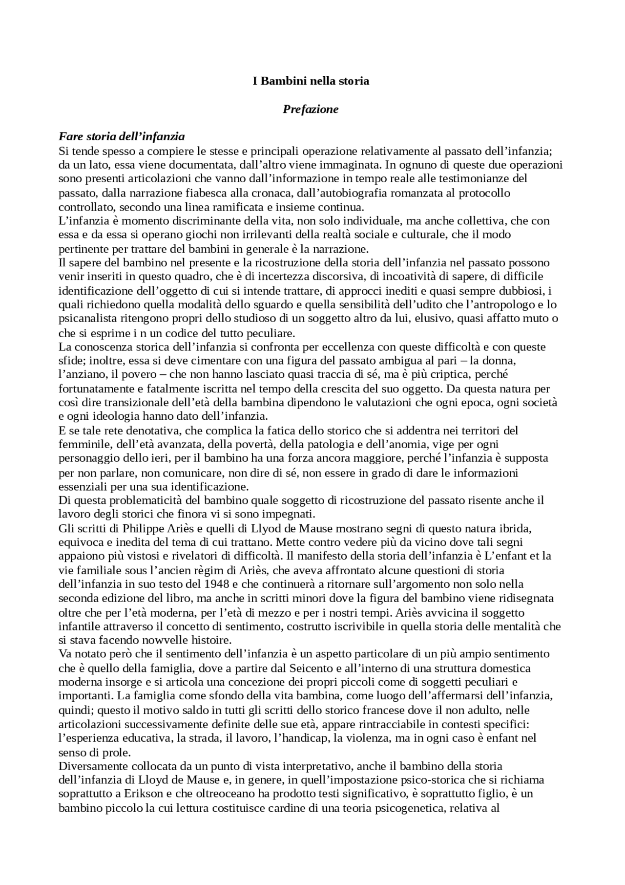 I Bambini Nella Storia Docsity