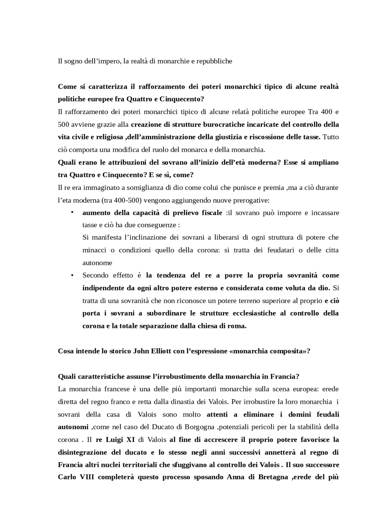 Esame Storia Moderna Docsity