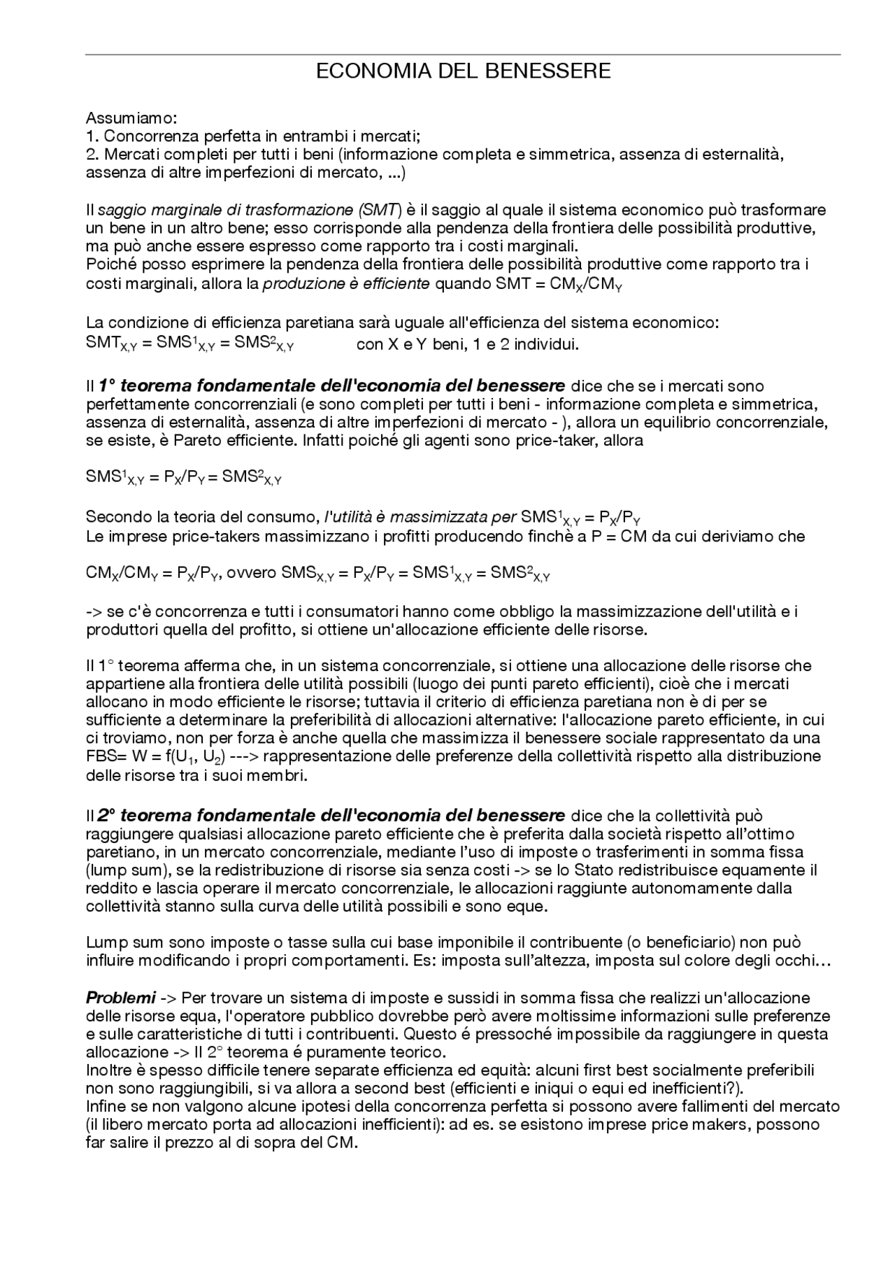 Economia Del Benessere Docsity