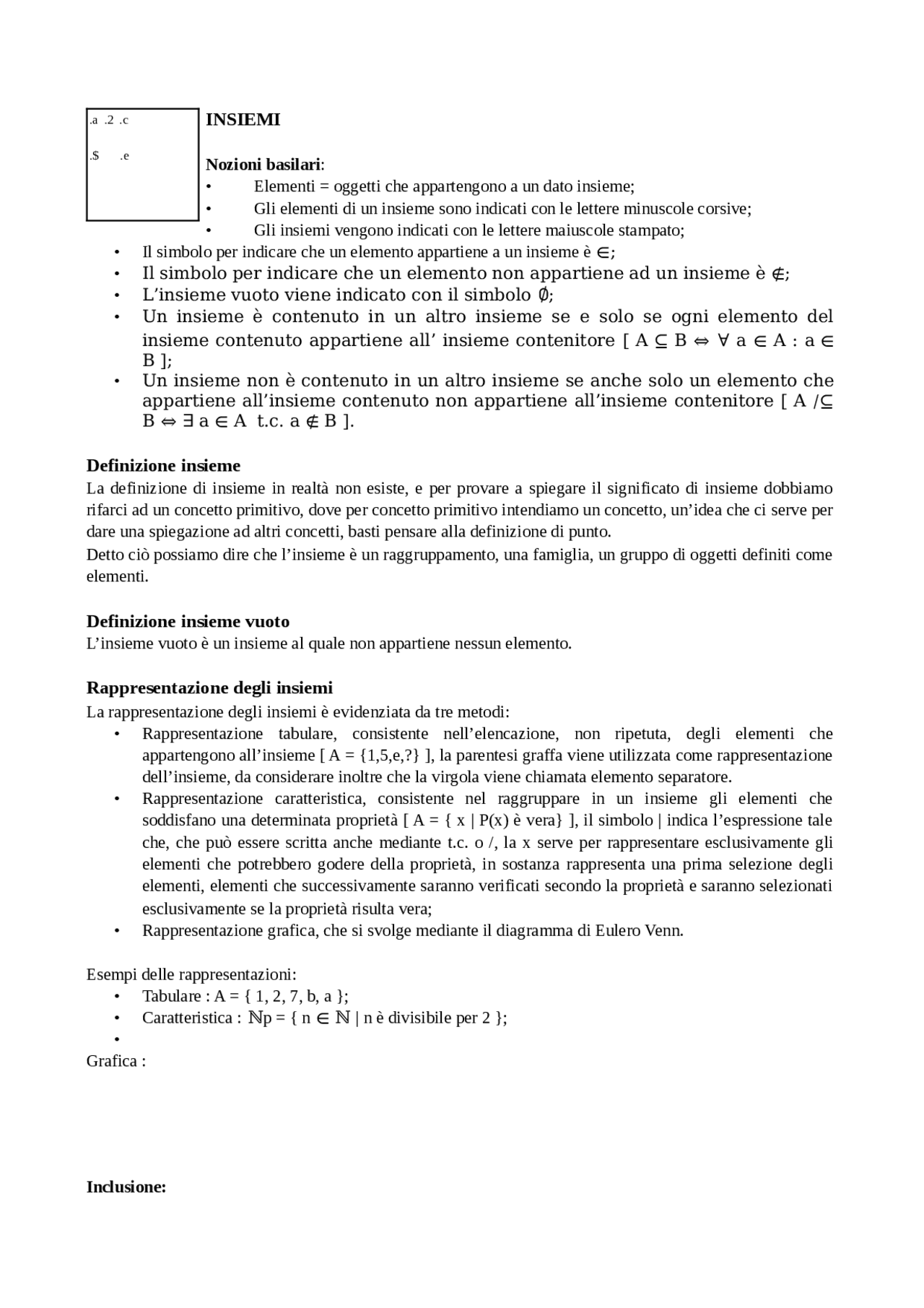 Insiemi Matematica Generale Docsity