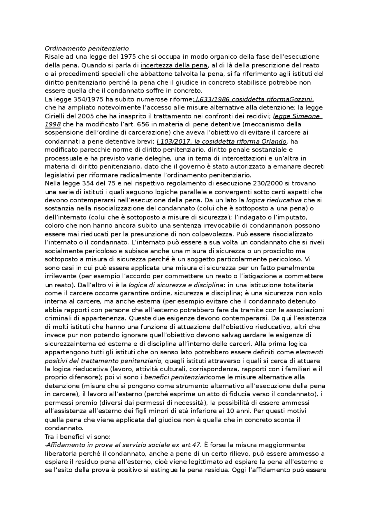 Ordinamento penitenziario - Docsity