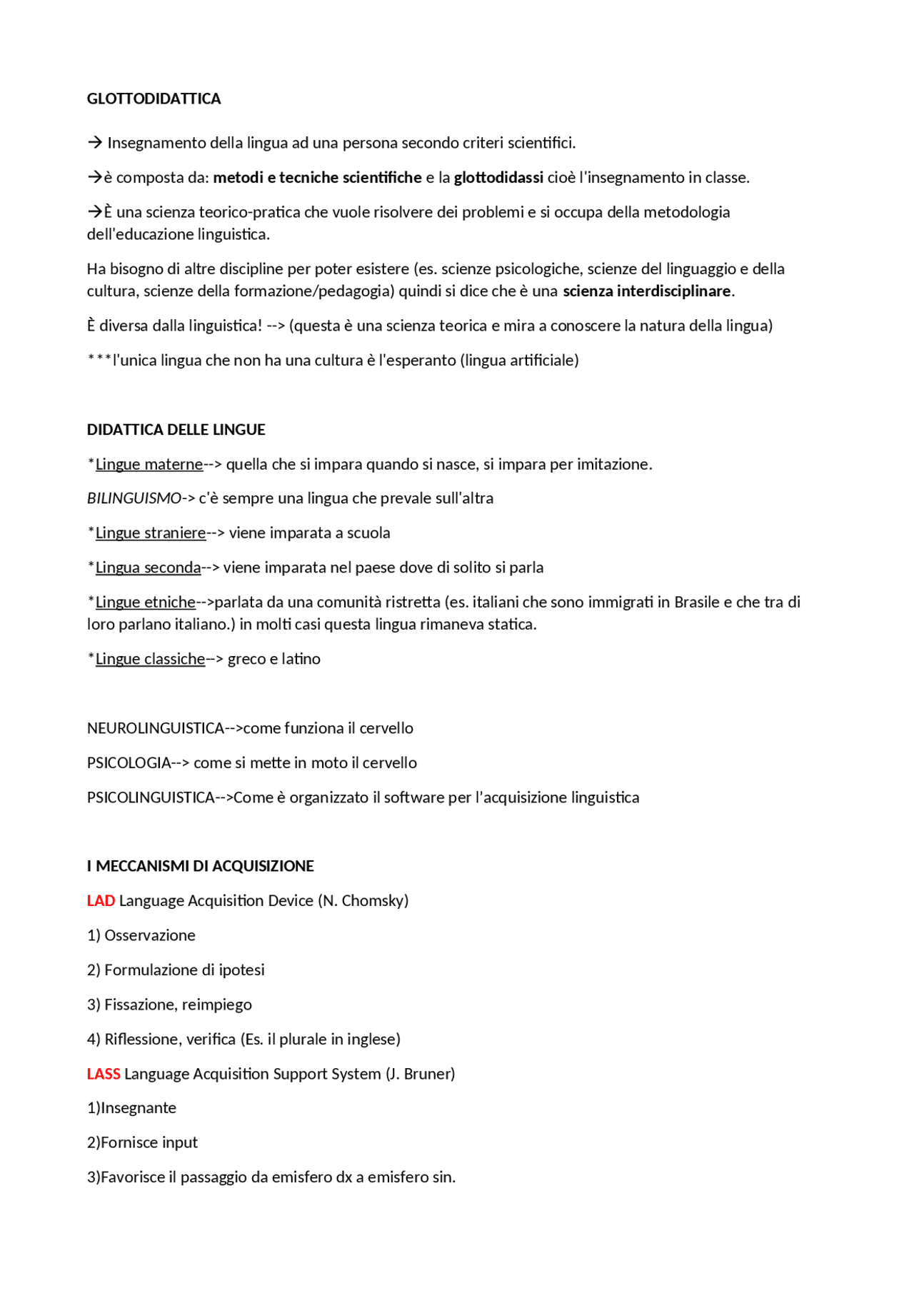 Appunti Glottodidattica Anno 2017 Docsity
