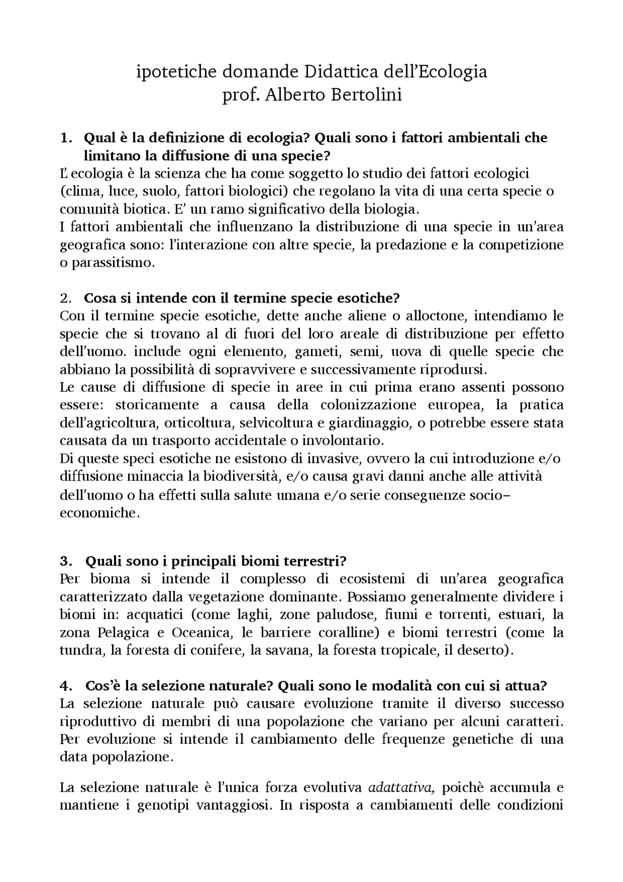 Didattica Delle Scienze Ecologiche Docsity