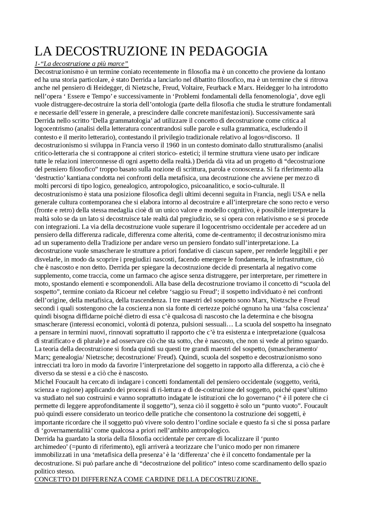 La Decostruzione In Pedagogia Mariani Docsity