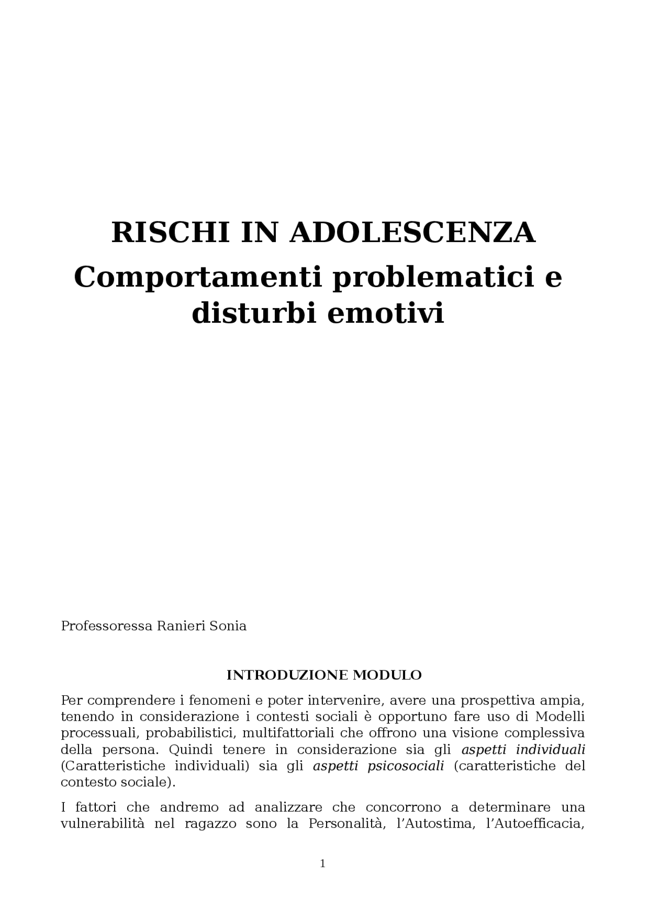 Rischi In Adolescenza Comportamenti Problematici E Disturbi Emotivi