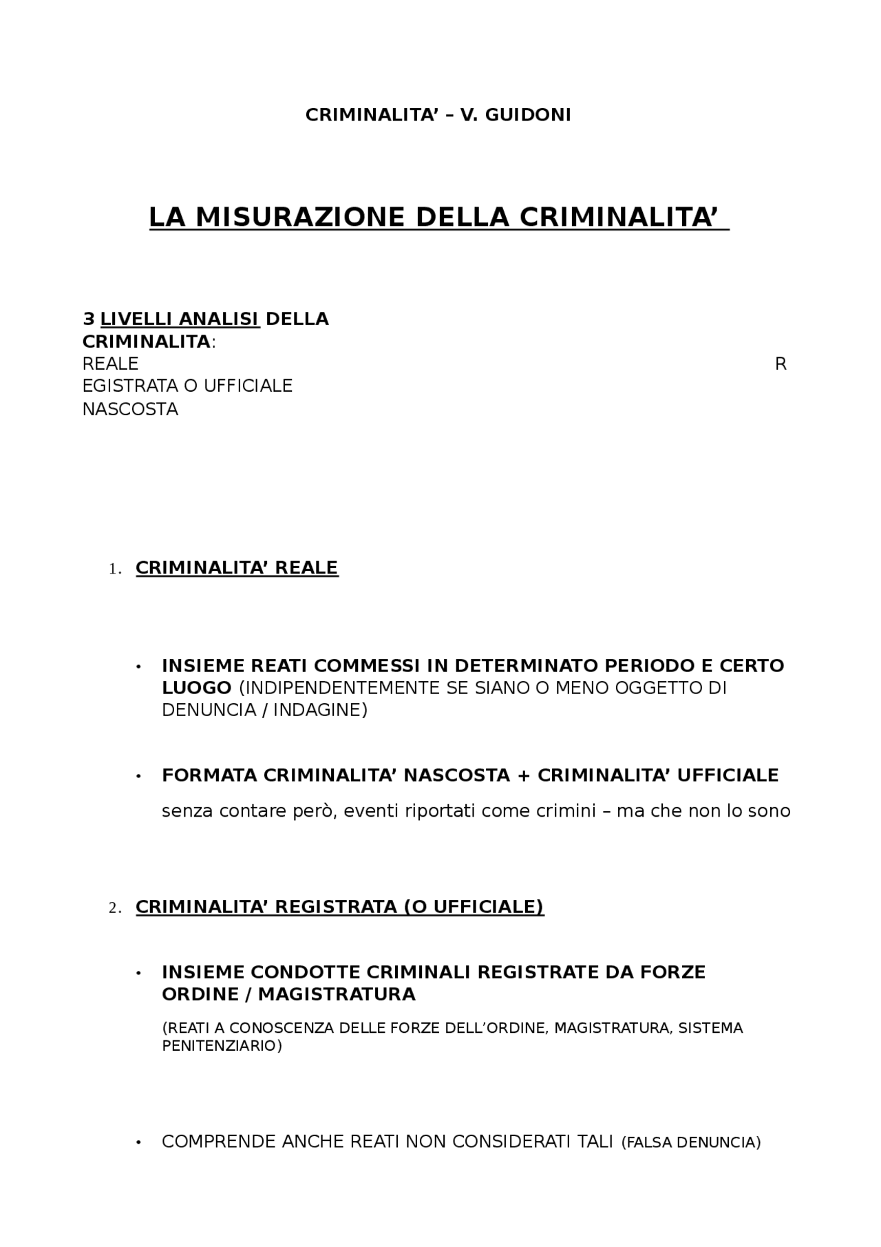 Riassunto La Criminalità Docsity