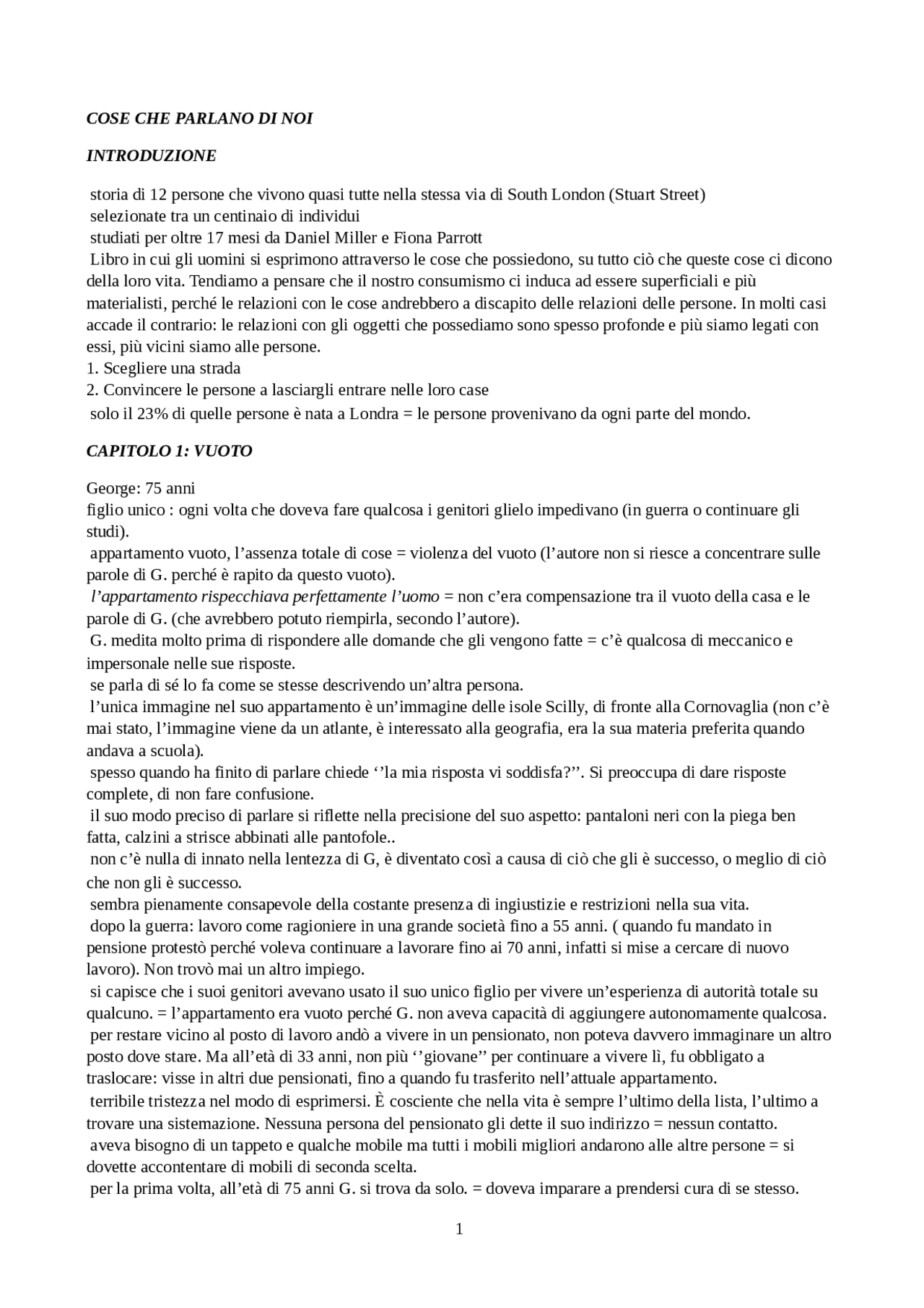 Cose Che Parlano Di Noi Docsity
