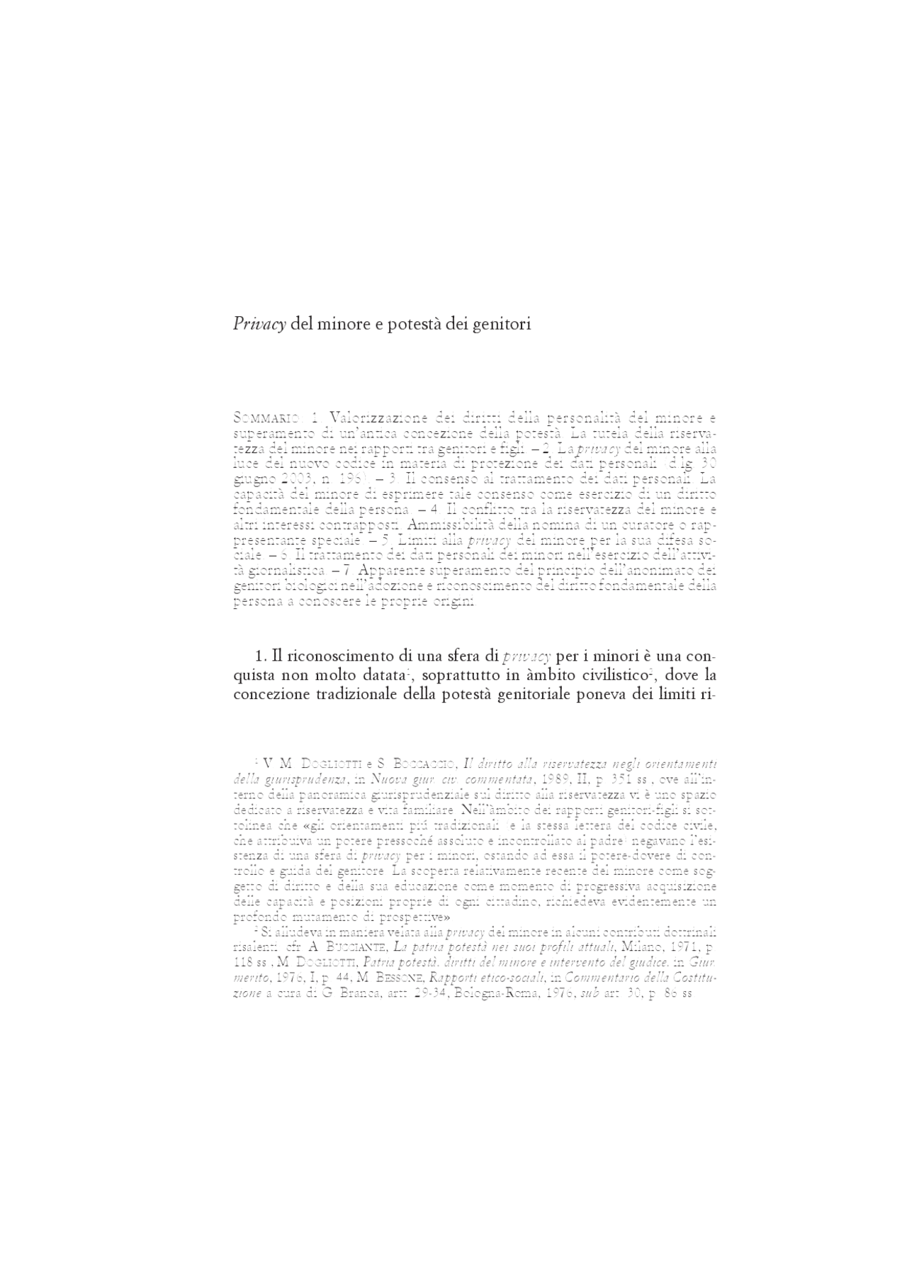 Privacy Del Minore E Potestà Dei Genitori Docsity