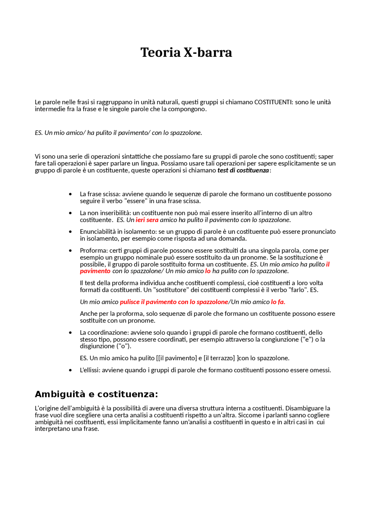 Teoria X Barra Linguistica Appunti Di Linguistica Docsity
