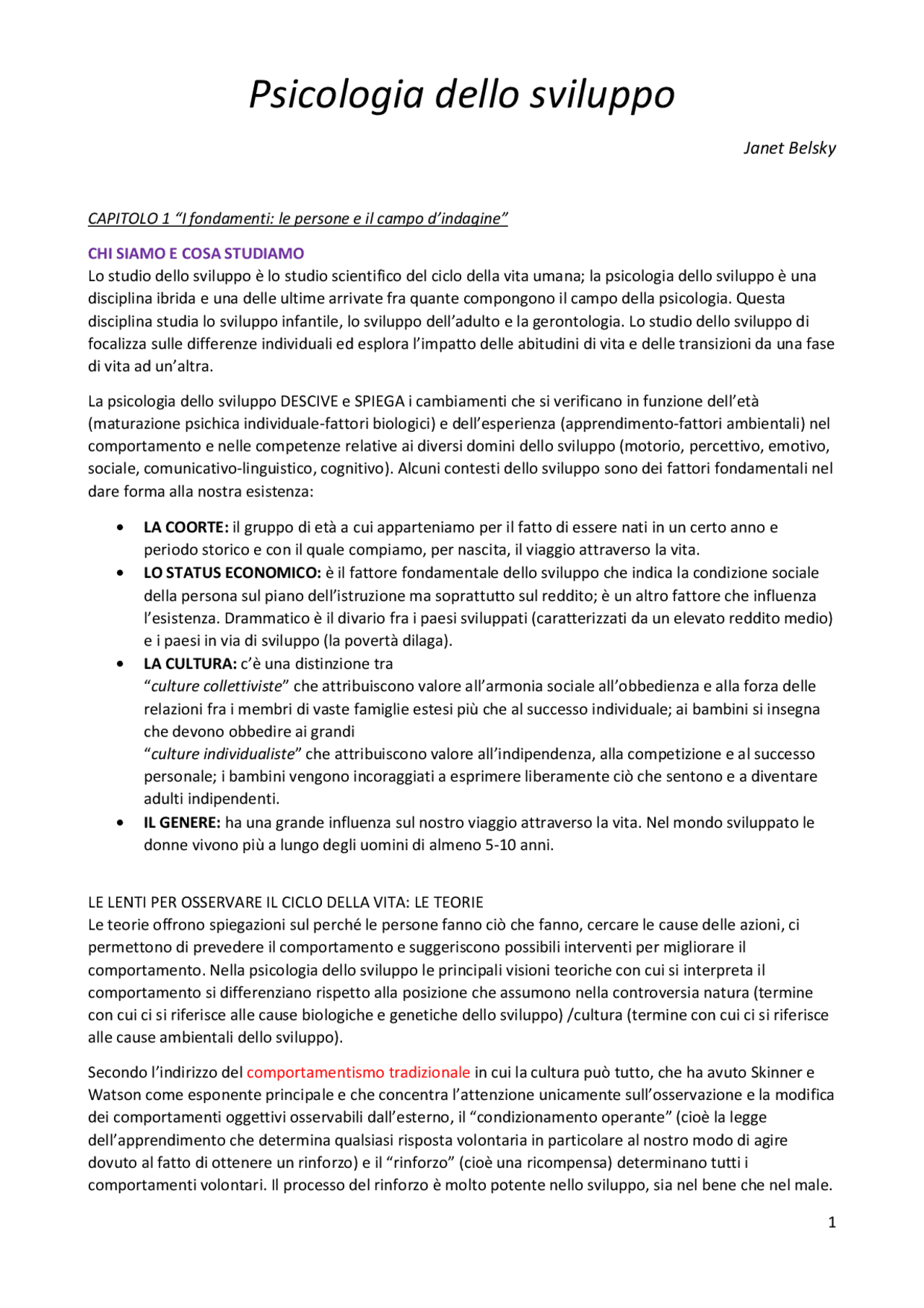 Psicologia Dello Sviluppo Belsky Docsity
