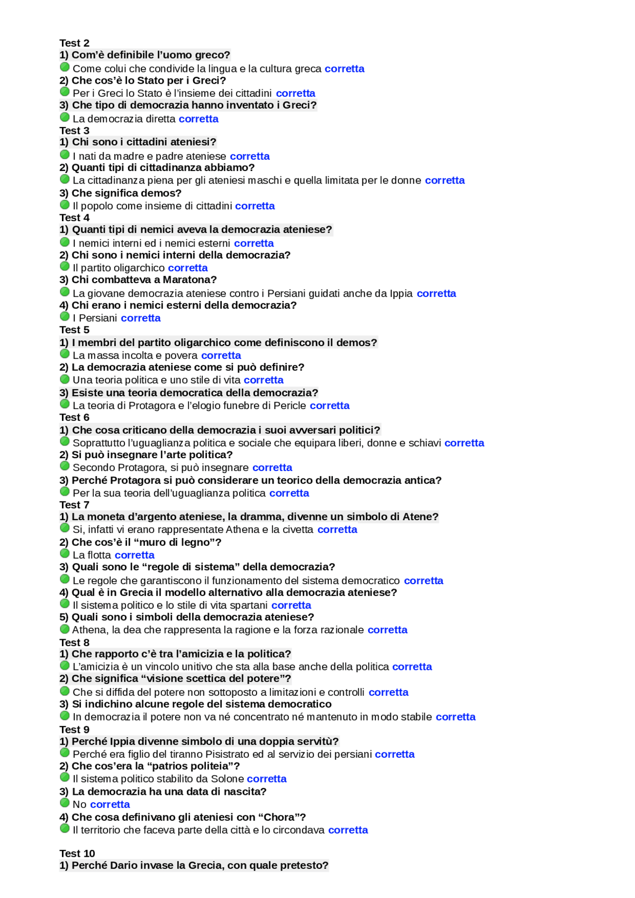 Test Filosofia Del Diritto Unicusano Docsity