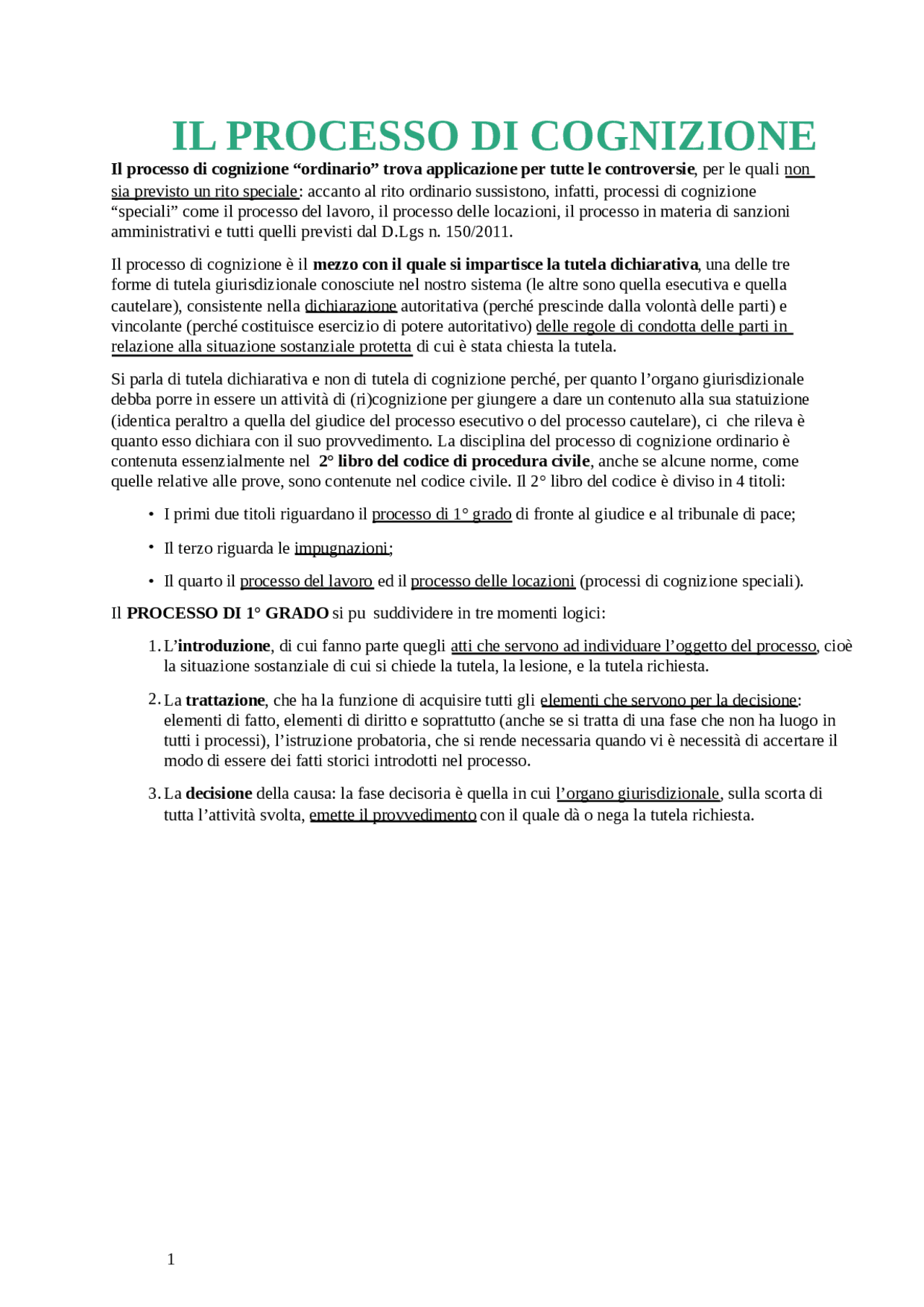 Luiso Il Processo Di Cognizione Docsity