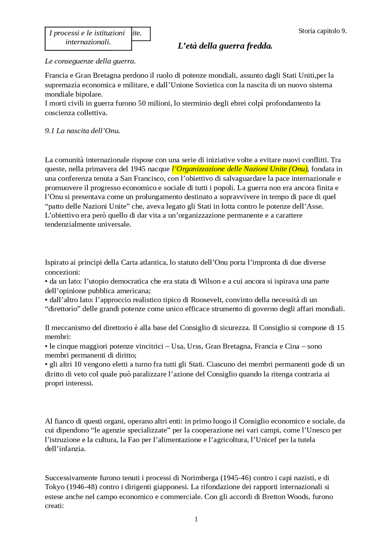 Riassunto Capitolo 9 Di Sabatucci Docsity