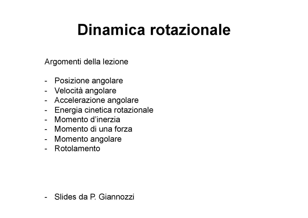 Dinamica Rotazionale - Docsity