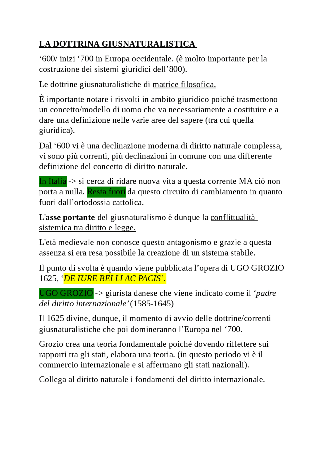 Il Giusnaturalismo Appunti Docsity